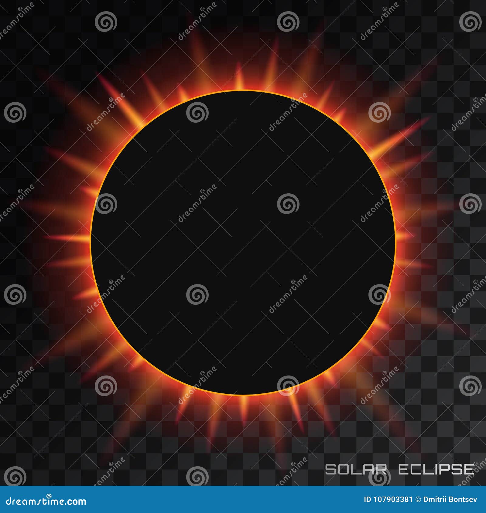 Vector Total Solar Eclipse on Transparent Background. Stock ...