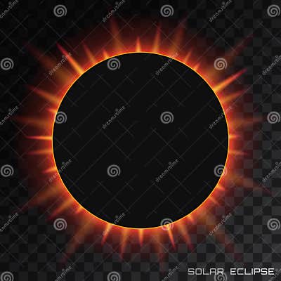 Vector Total Solar Eclipse on Transparent Background. Stock ...