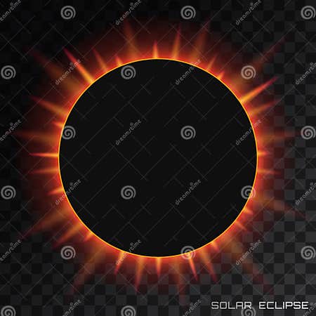 Vector Total Solar Eclipse on Transparent Background. Stock ...