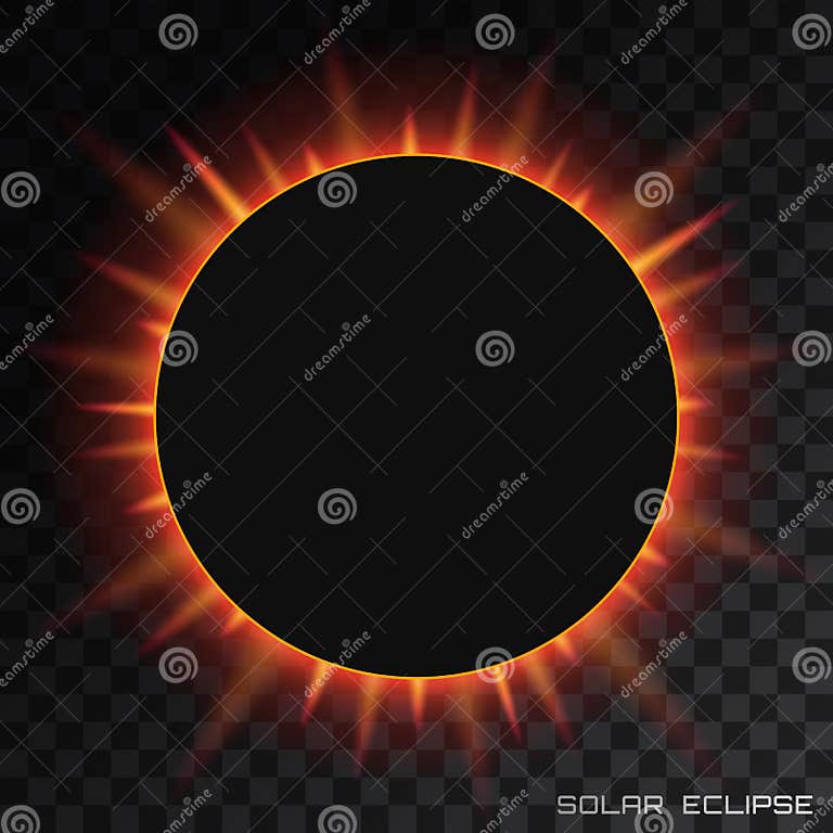Vector Total Solar Eclipse on Transparent Background. Stock ...
