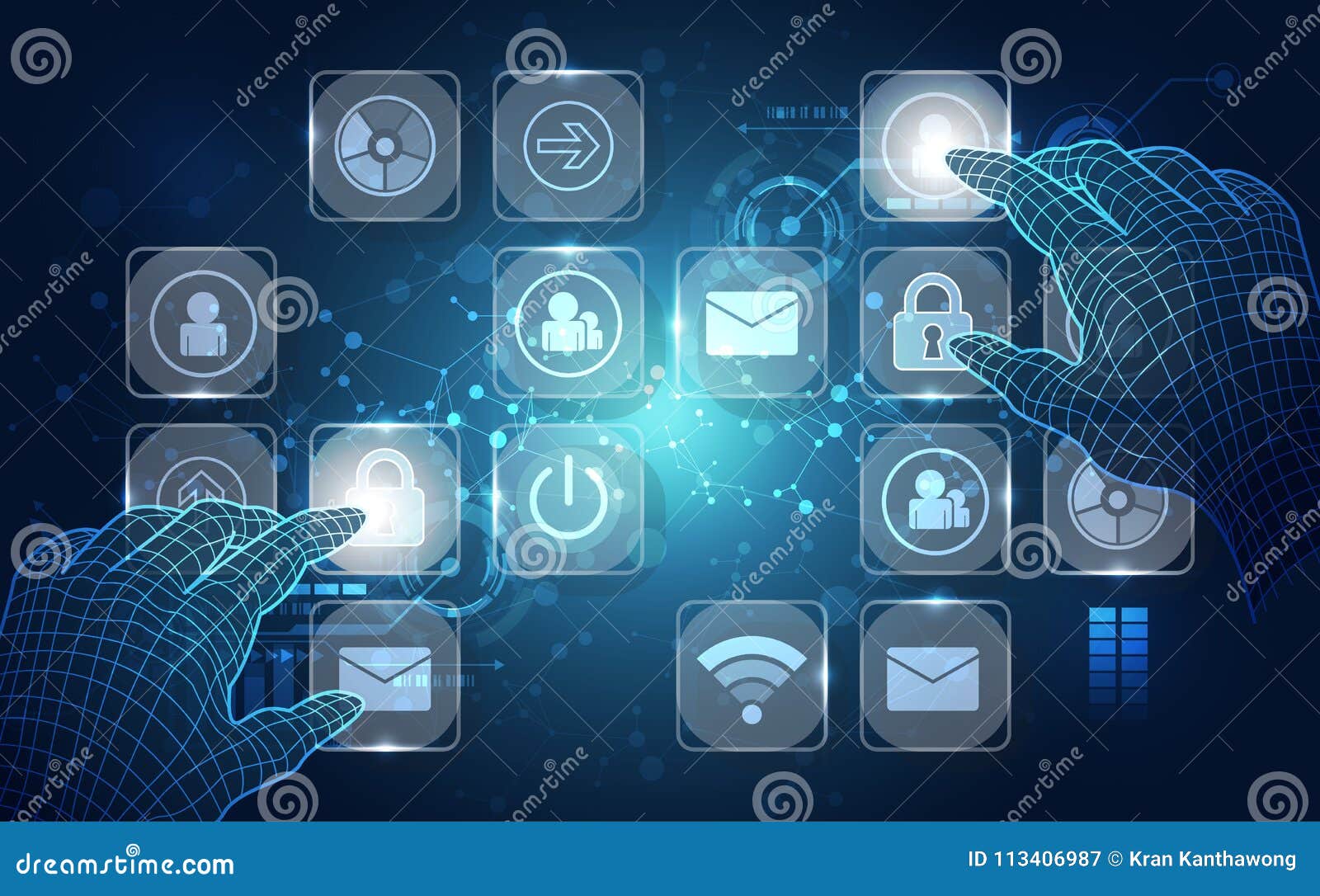 Vector Set Of Touch Interfaces With Flat Diagram And Chart Icons ...