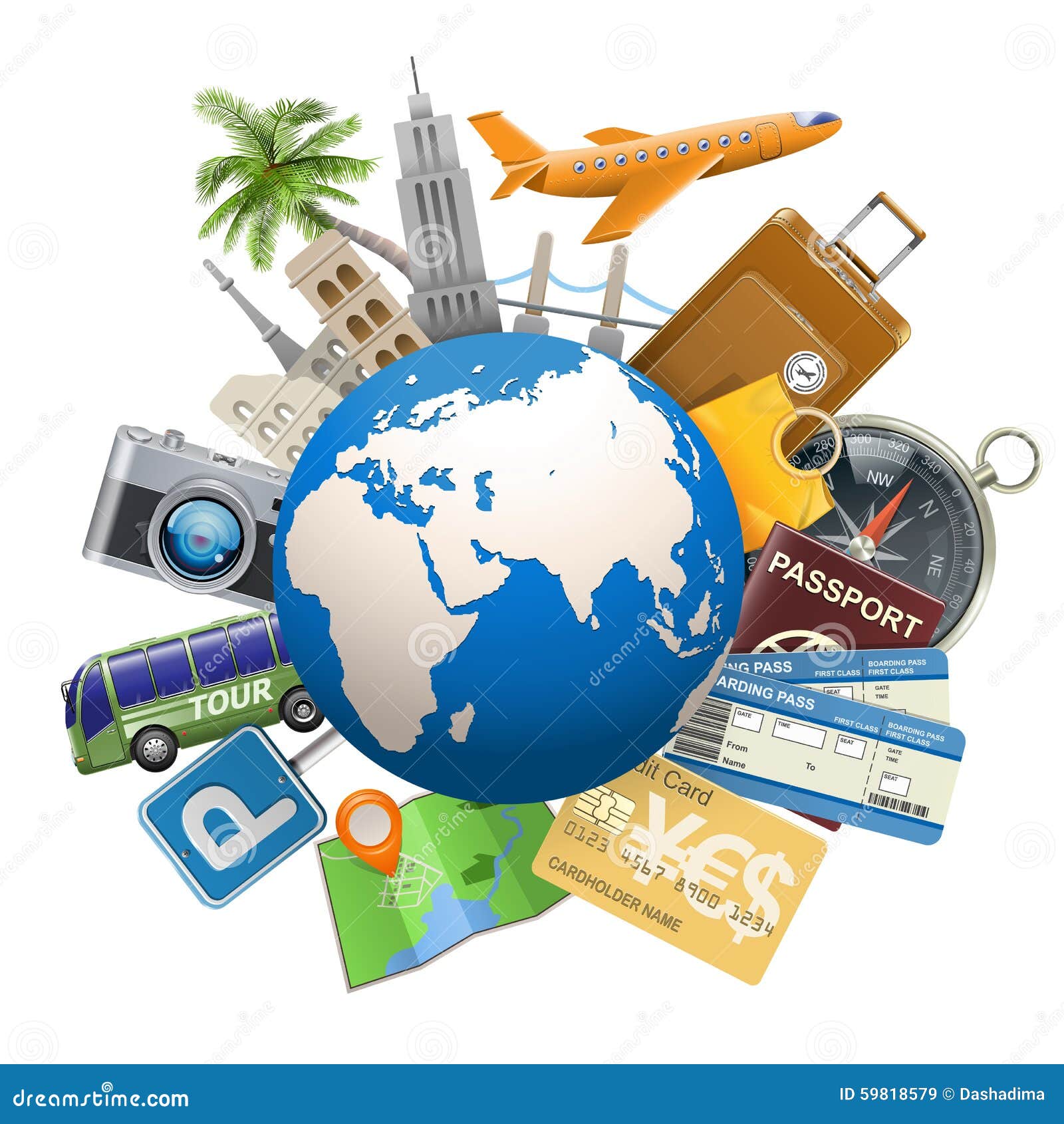 Tourism Concept. Eiffel Tower Over Earth Globe Stock Photo ...