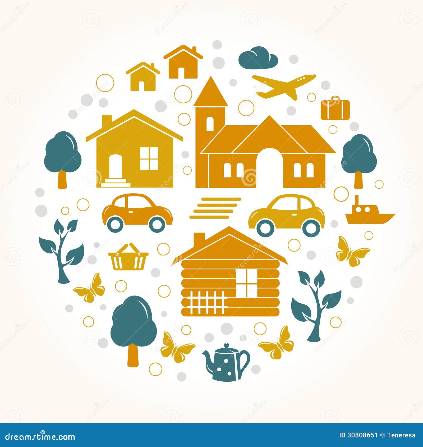 Vector town pattern stock vector. Illustration of home - 30808651