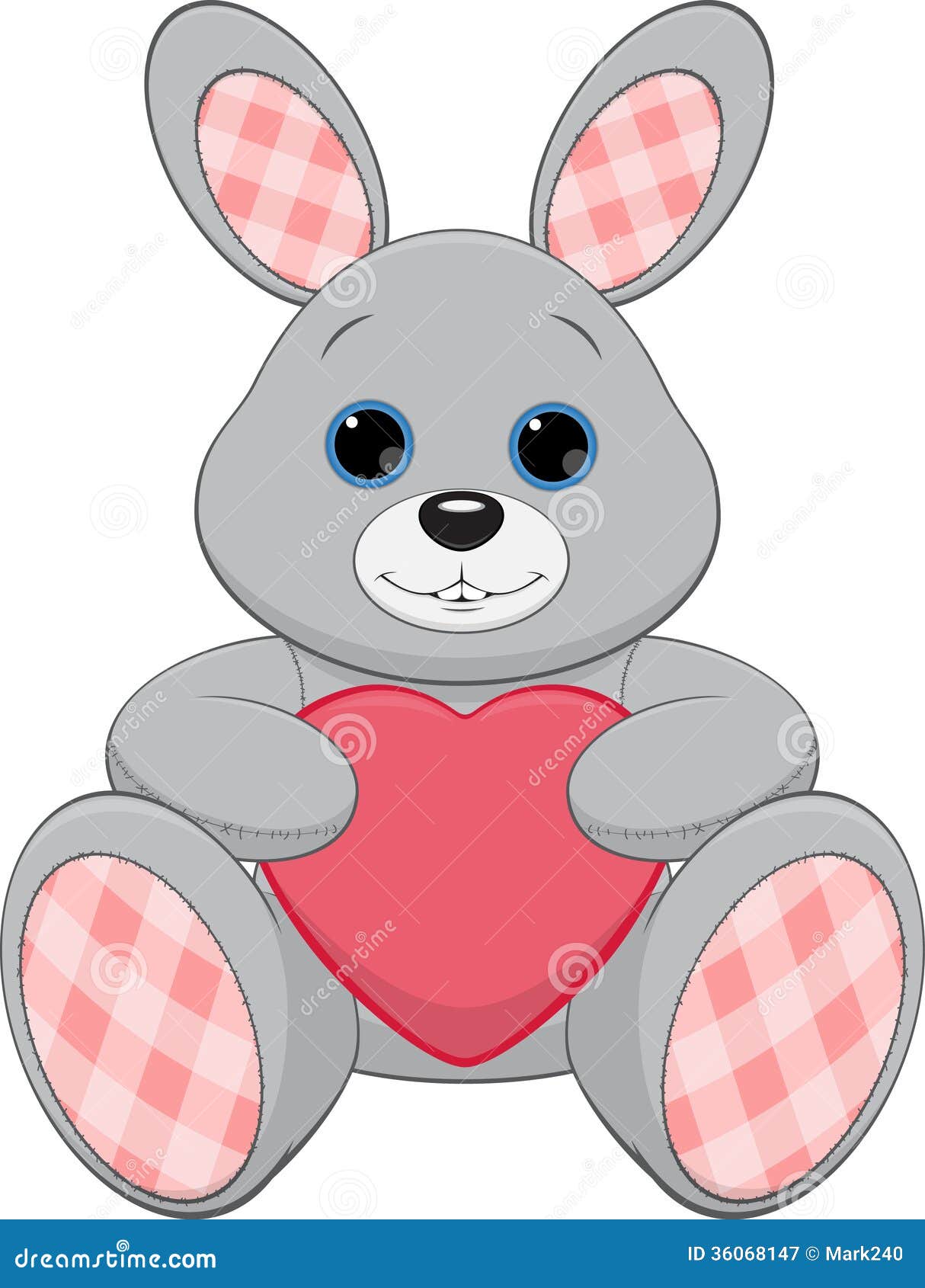 Vector Toy Bunny with Heart Stock Vector - Illustration of animal, gift ...