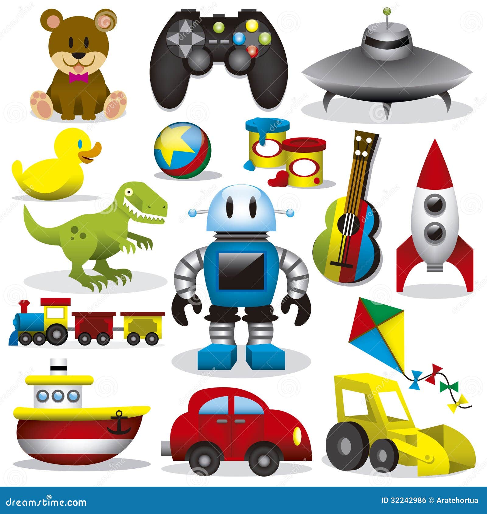 Vector Toys Set stock vector. Illustration of group, game - 32242986