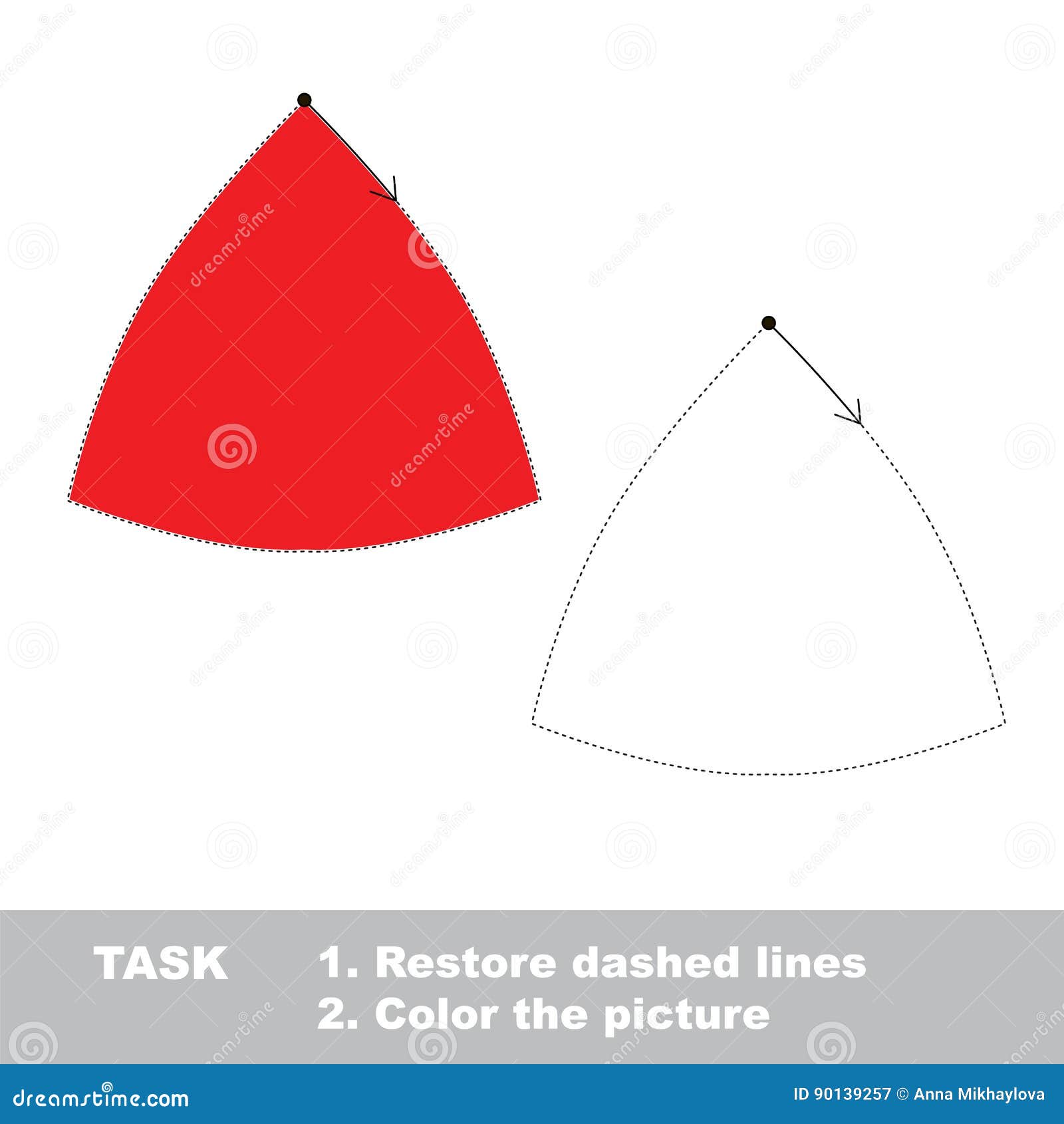 Curvilinear Triangle To Be Colored. Vector Trace Game. Stock Image ...