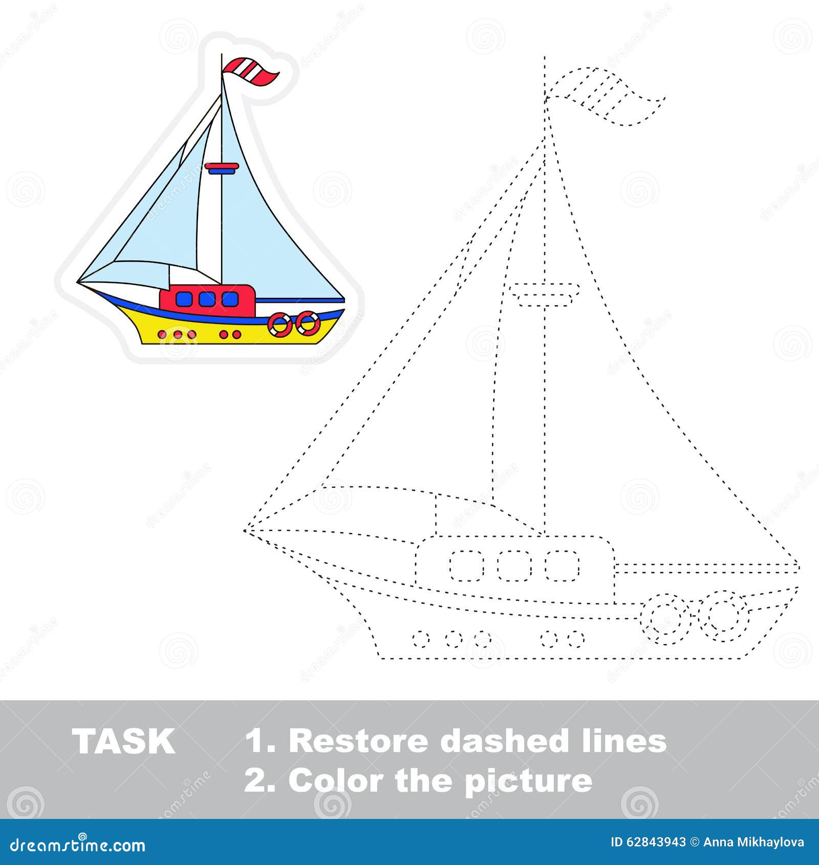 Vector Trace Game. Boat To Be Traced. Stock Vector - Illustration of ...