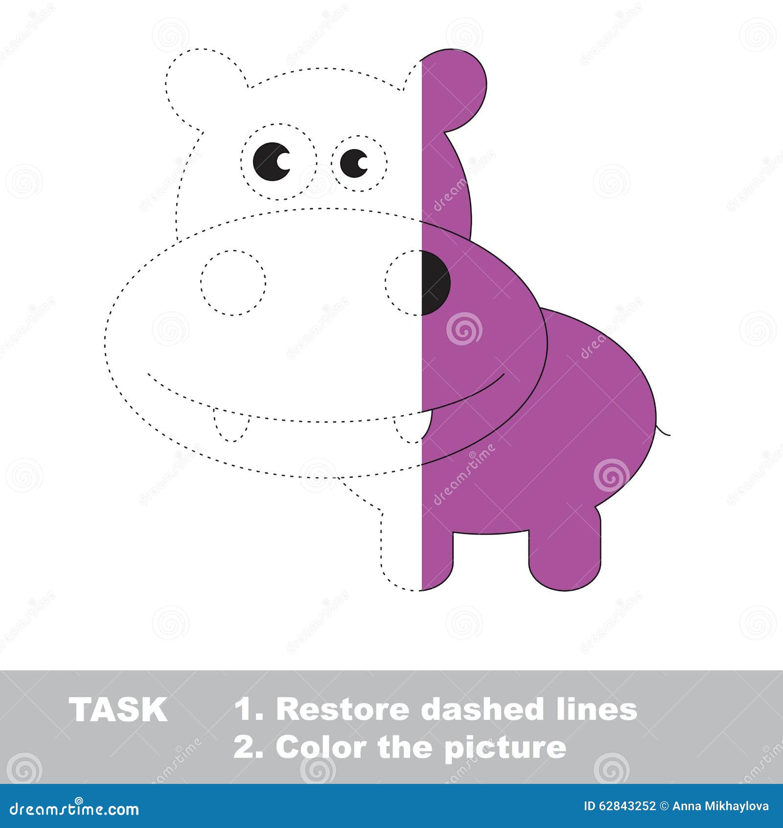 Dot To Dot Game. Hippo. Connect The Dots By Numbers And Finish Draw The ...