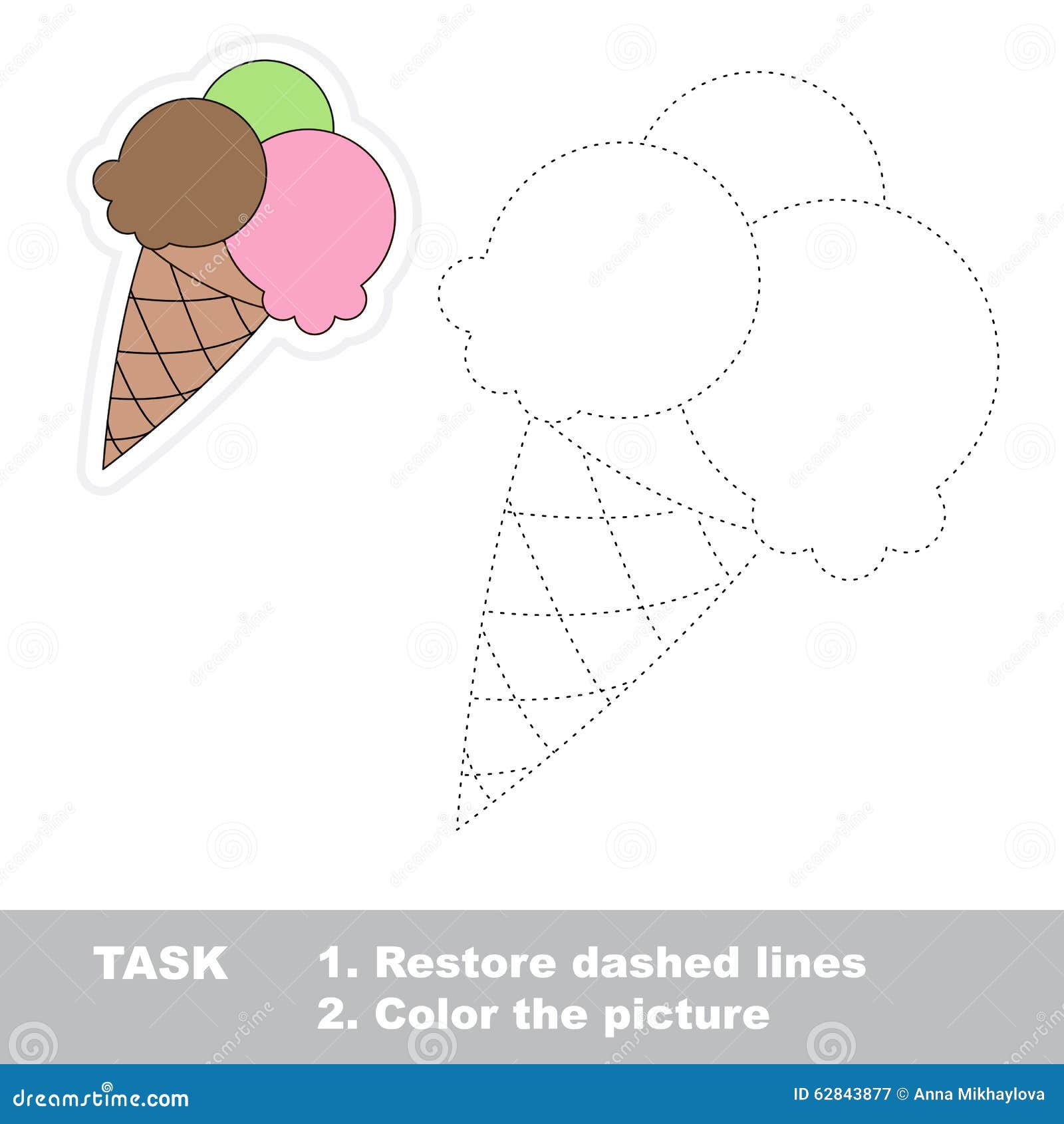 Vector Trace Game. Ice-cream To Be Traced. Stock Vector - Illustration ...