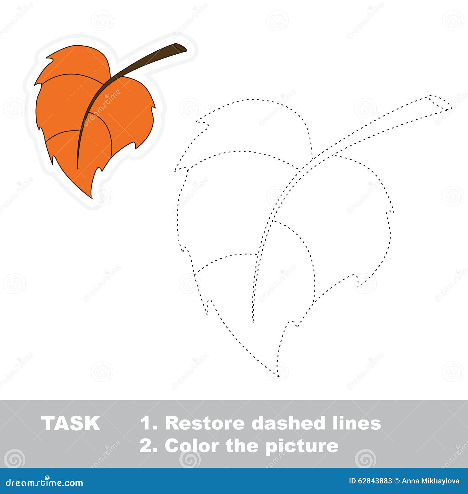 Vector Trace Game. Leaf To Be Traced. Stock Vector - Illustration of ...