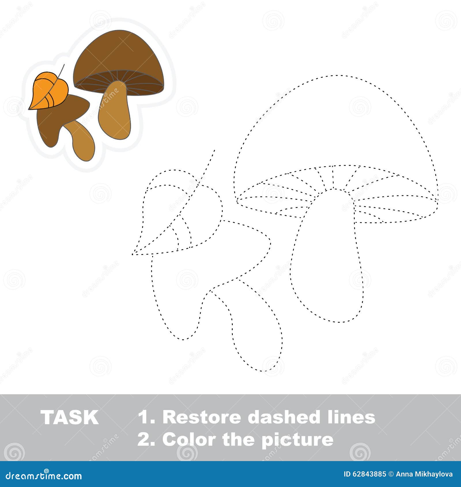 Vector Trace Game. Mushroom To Be Traced. Stock Vector - Illustration ...