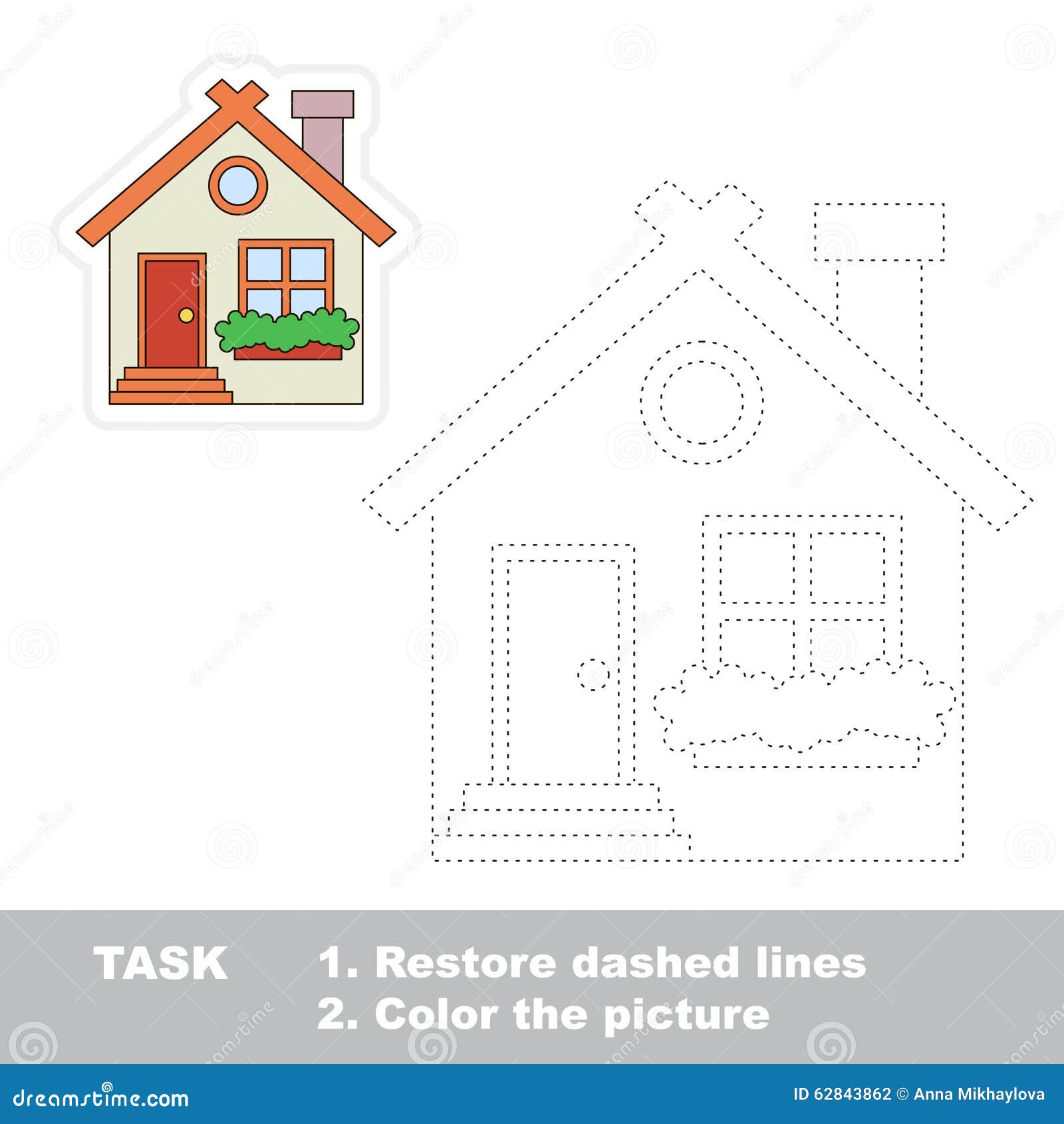 Vector Trace Game. Small Cute House To Be Traced. Stock Vector ...