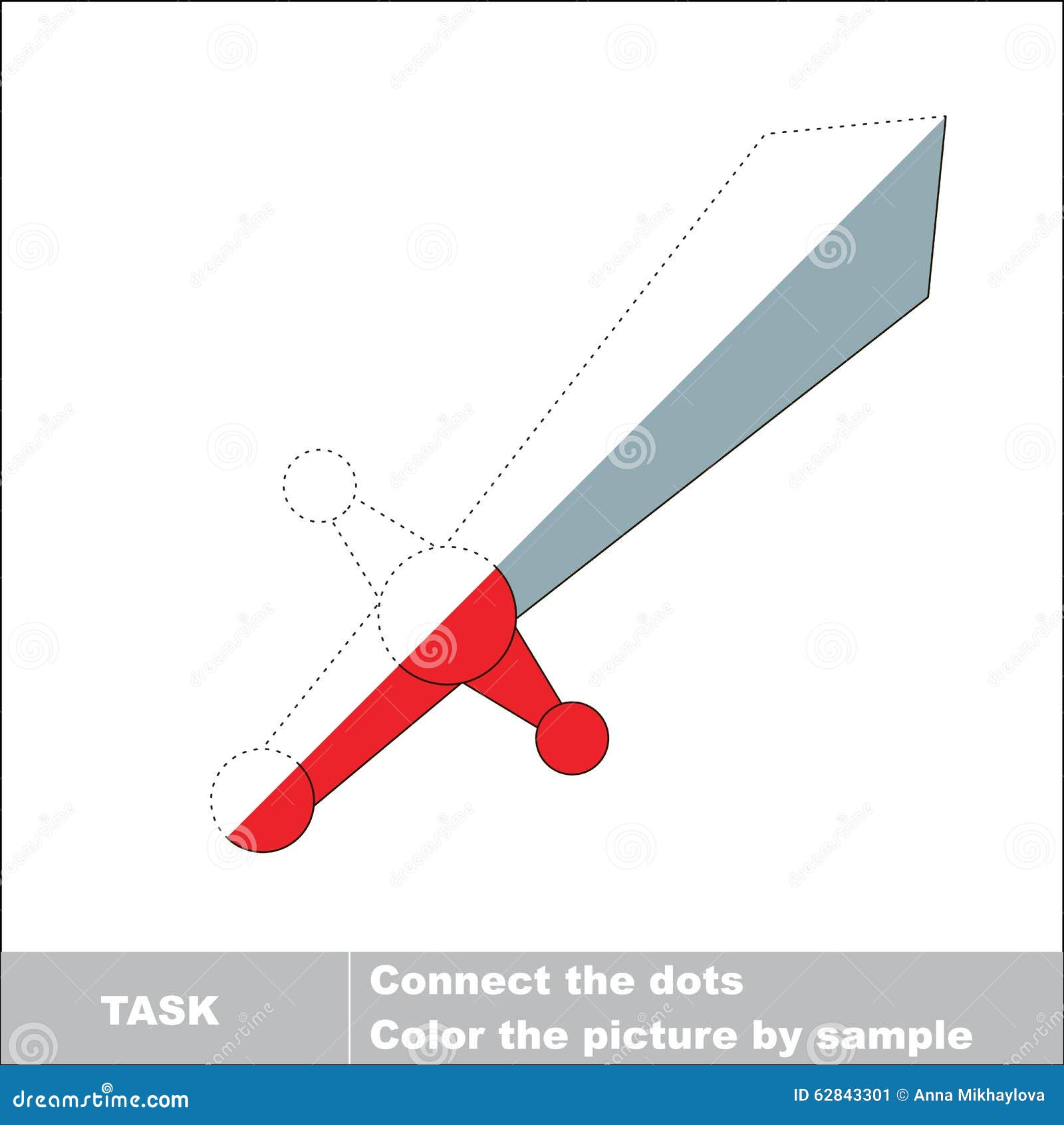 Vector Trace Game. Sword To Be Colored. Stock Vector - Illustration of ...