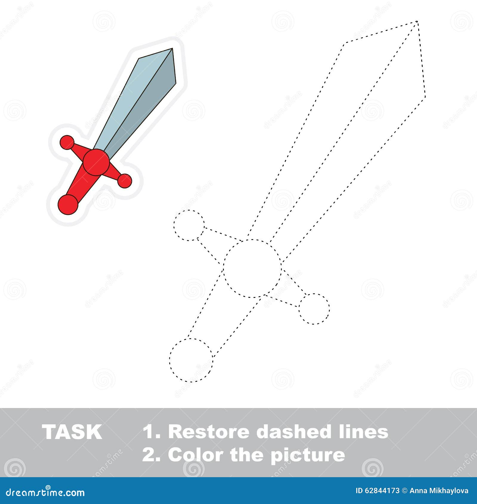 Vector Trace Game. Toy Sword To Be Traced. Stock Vector - Illustration ...