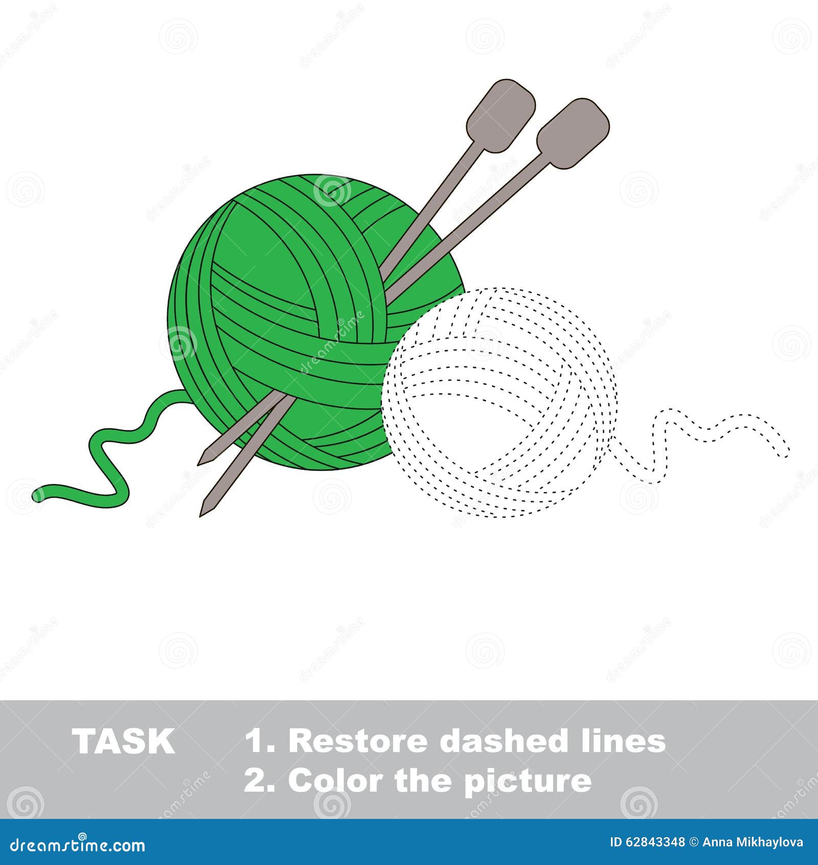 Vector Trace Game. Yarn To Be Colored. Stock Vector - Illustration of ...