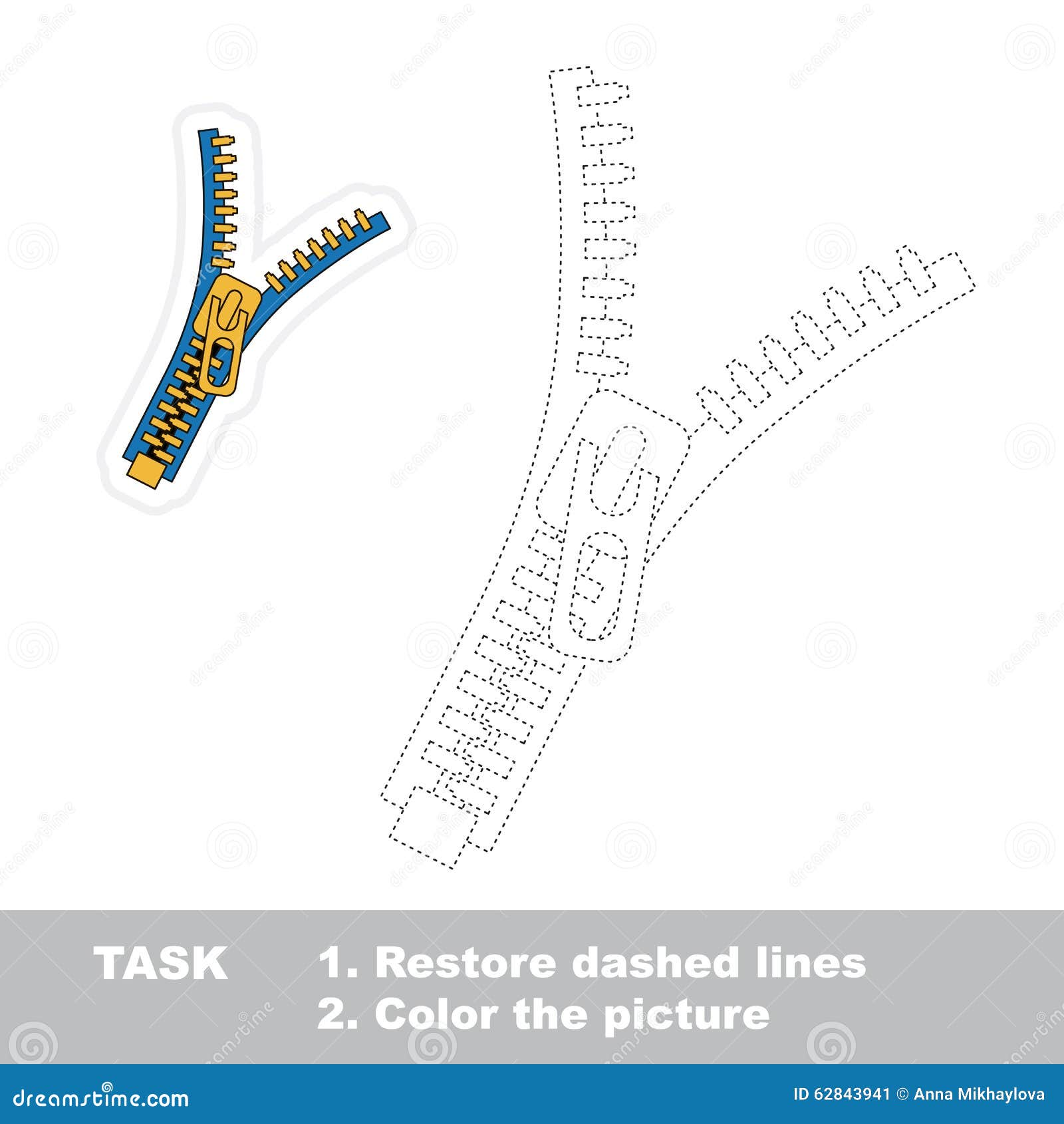 Vector Trace Game. Zipper To Be Traced. Stock Vector - Illustration of ...