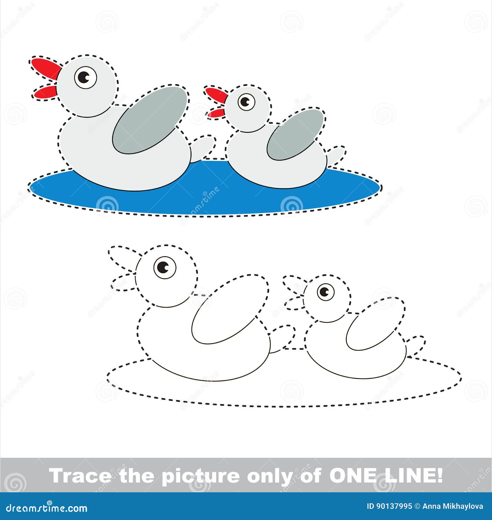 Vector Tracing Educational Game for Preschool Kids. Stock Vector ...