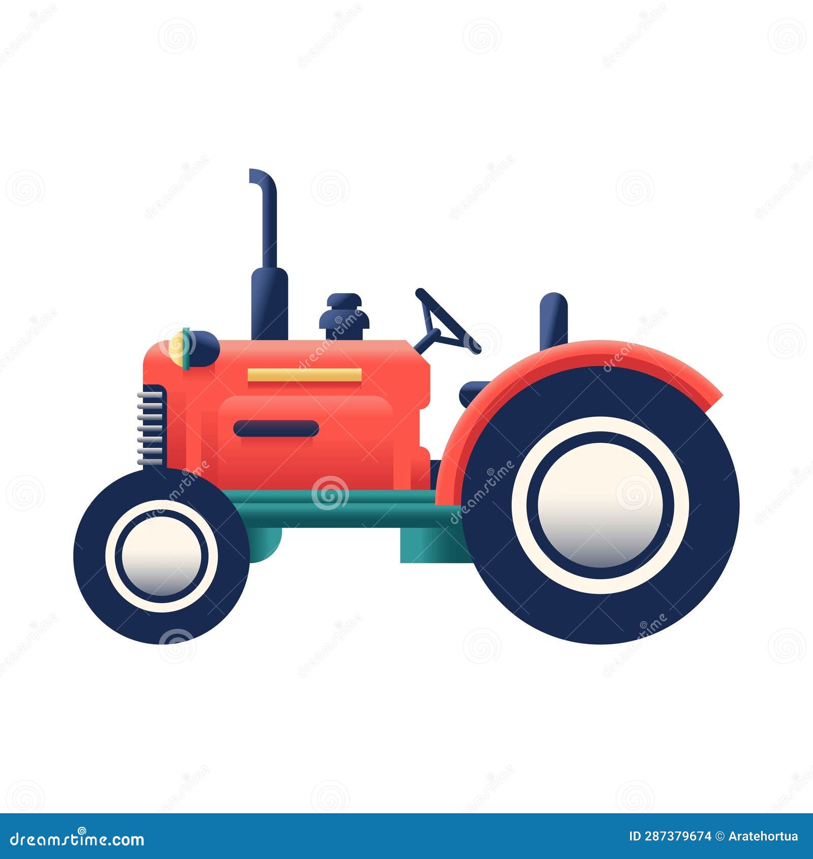 Vector Tractor Cartoon Art Deco Retro Illustration Isolated Stock ...