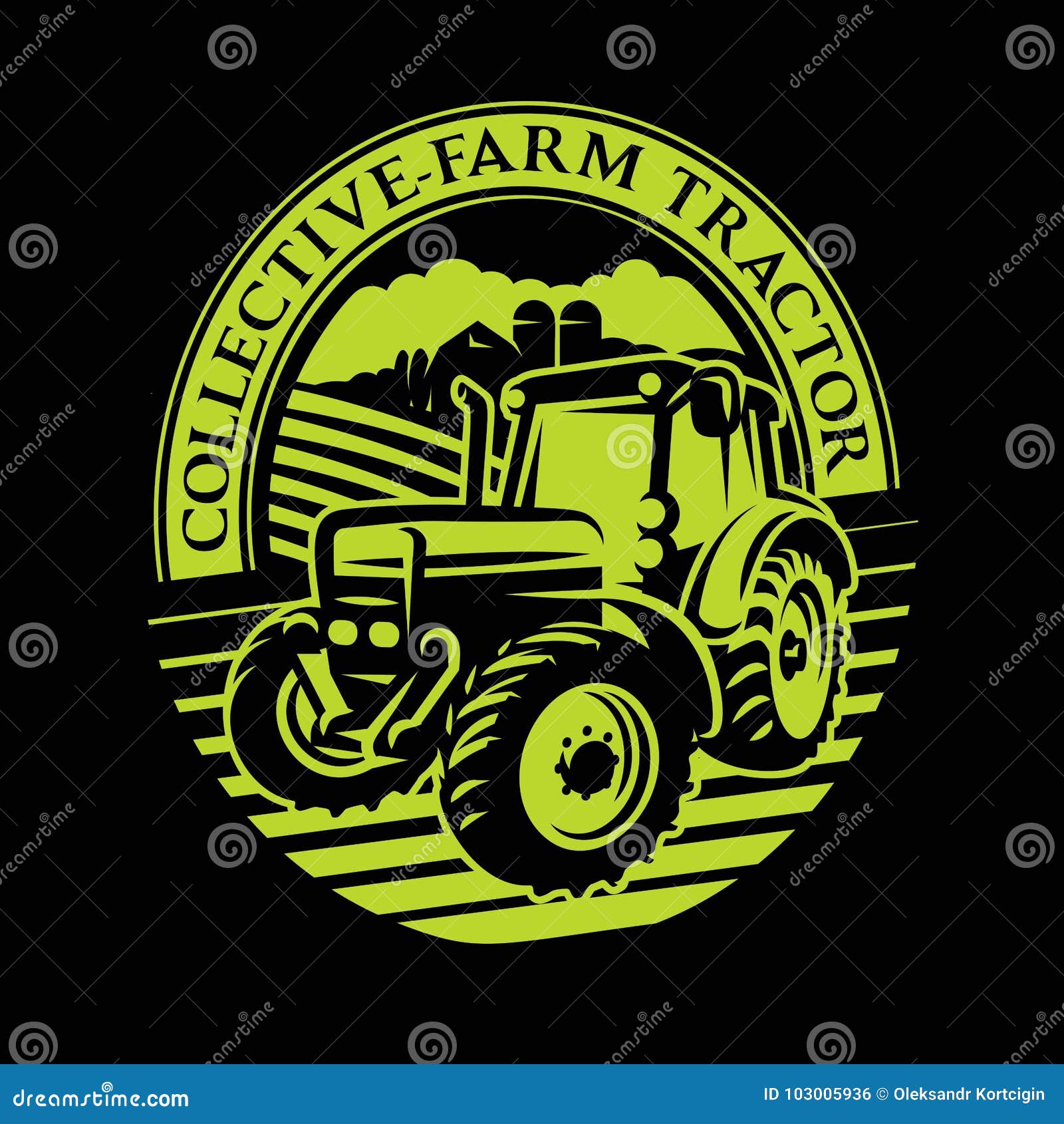 Vector Tractor Pattern on the Field on Farm Background Stock Vector ...