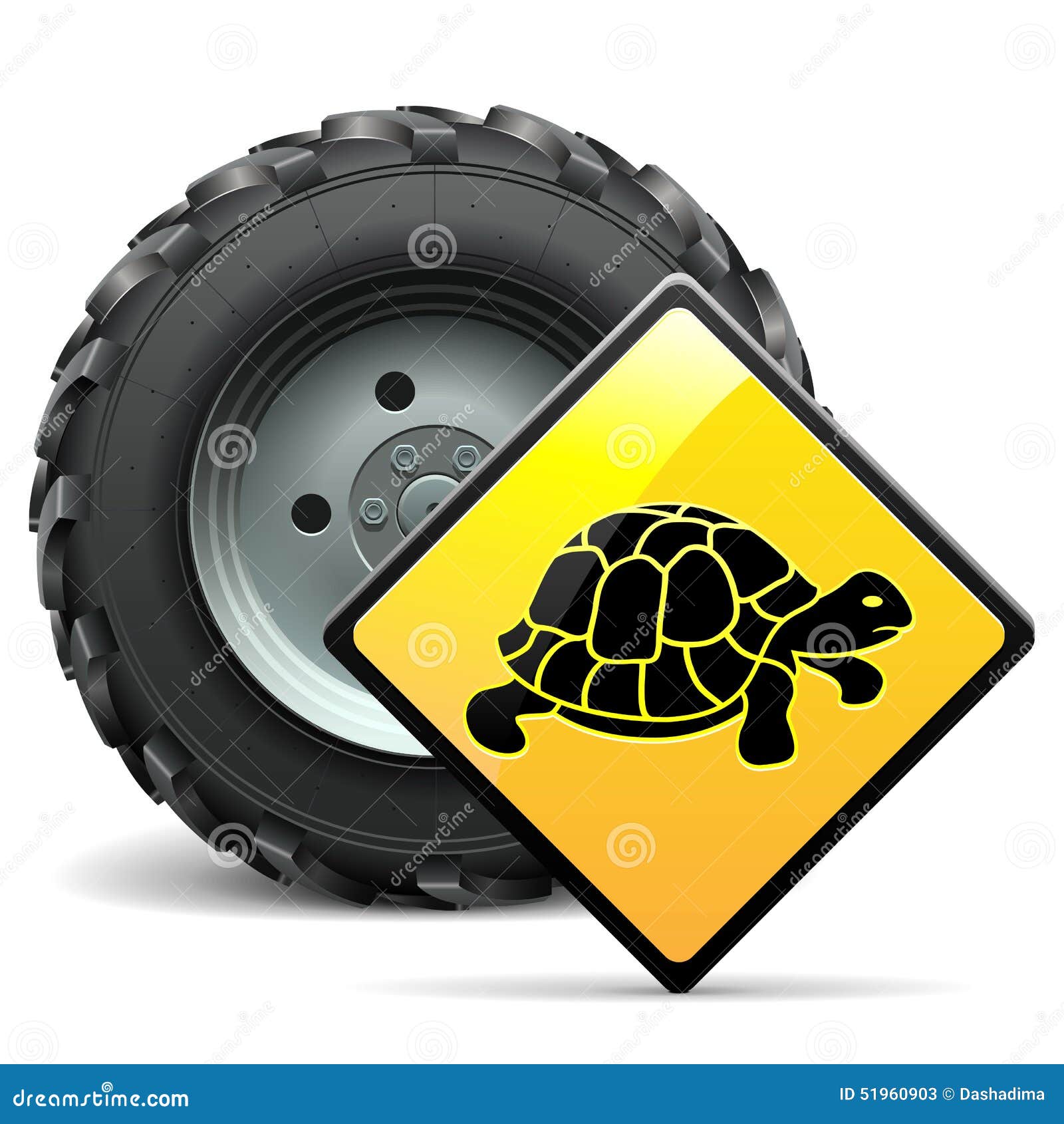 Vector Tractor Wheel with Sign Stock Vector - Illustration of protector ...