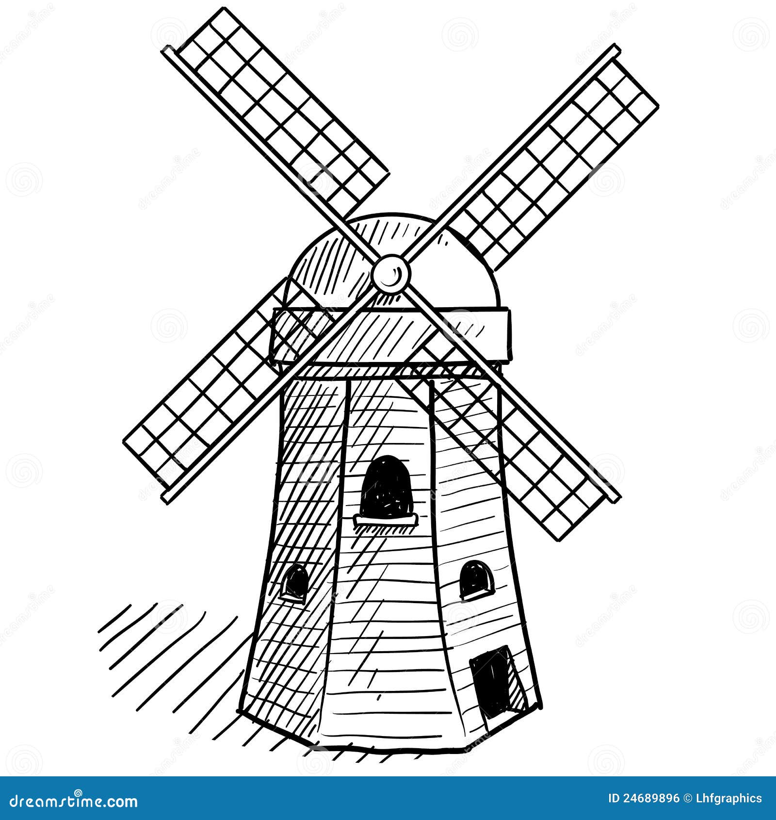 Vector Tradicional Del Molino De Viento Ilustración del Vector ...