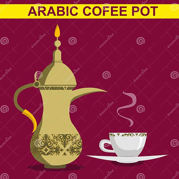Vector - Traditional Arabic Coffee Mug and Coffee Cup. Vector Flat ...