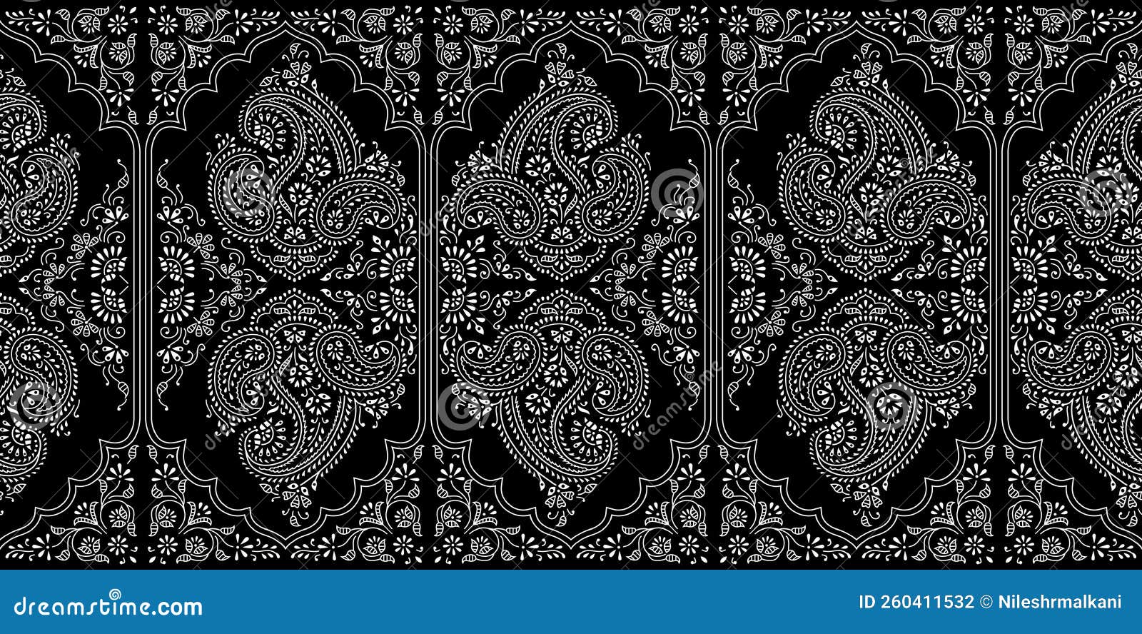 Vector Traditional Asian Paisley Border Design Stock Vector