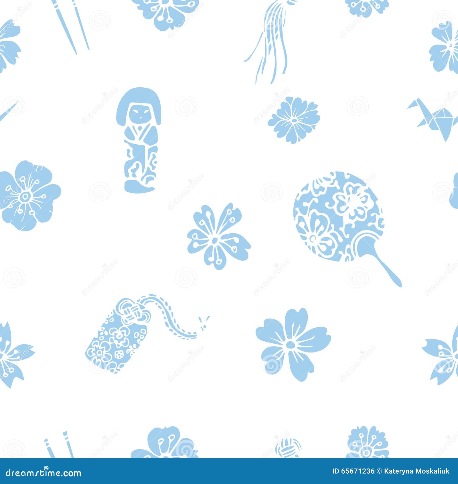 Vector Traditional Japanese Symbols Seamless Pattern Stock Vector ...