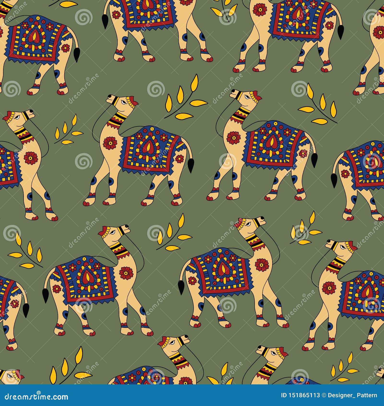 Vector Traditional Kalamkari Seamless Repeated Stock Vector ...