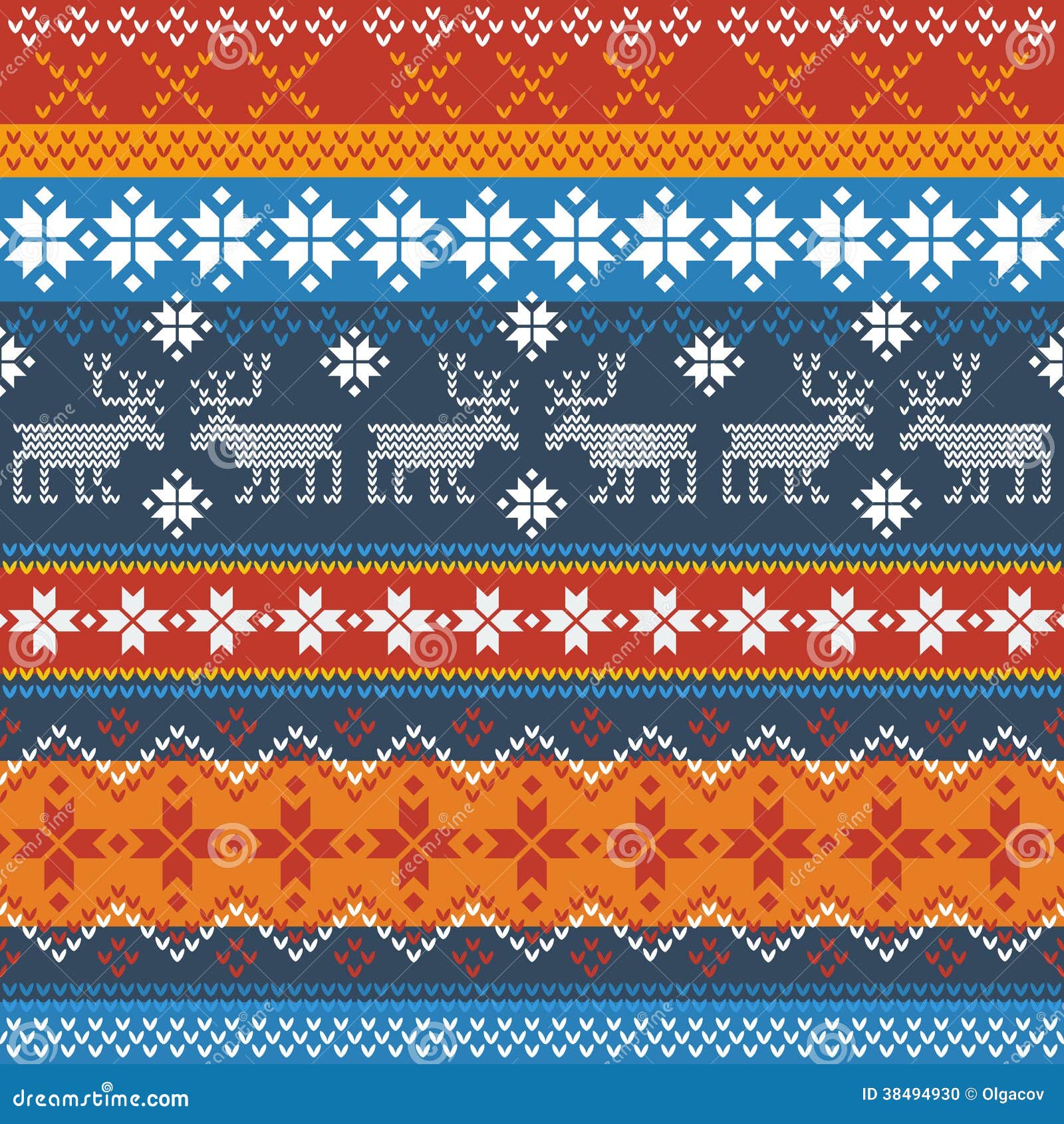 Vector Traditional Norwegian Pattern with Reindeer Stock Vector ...