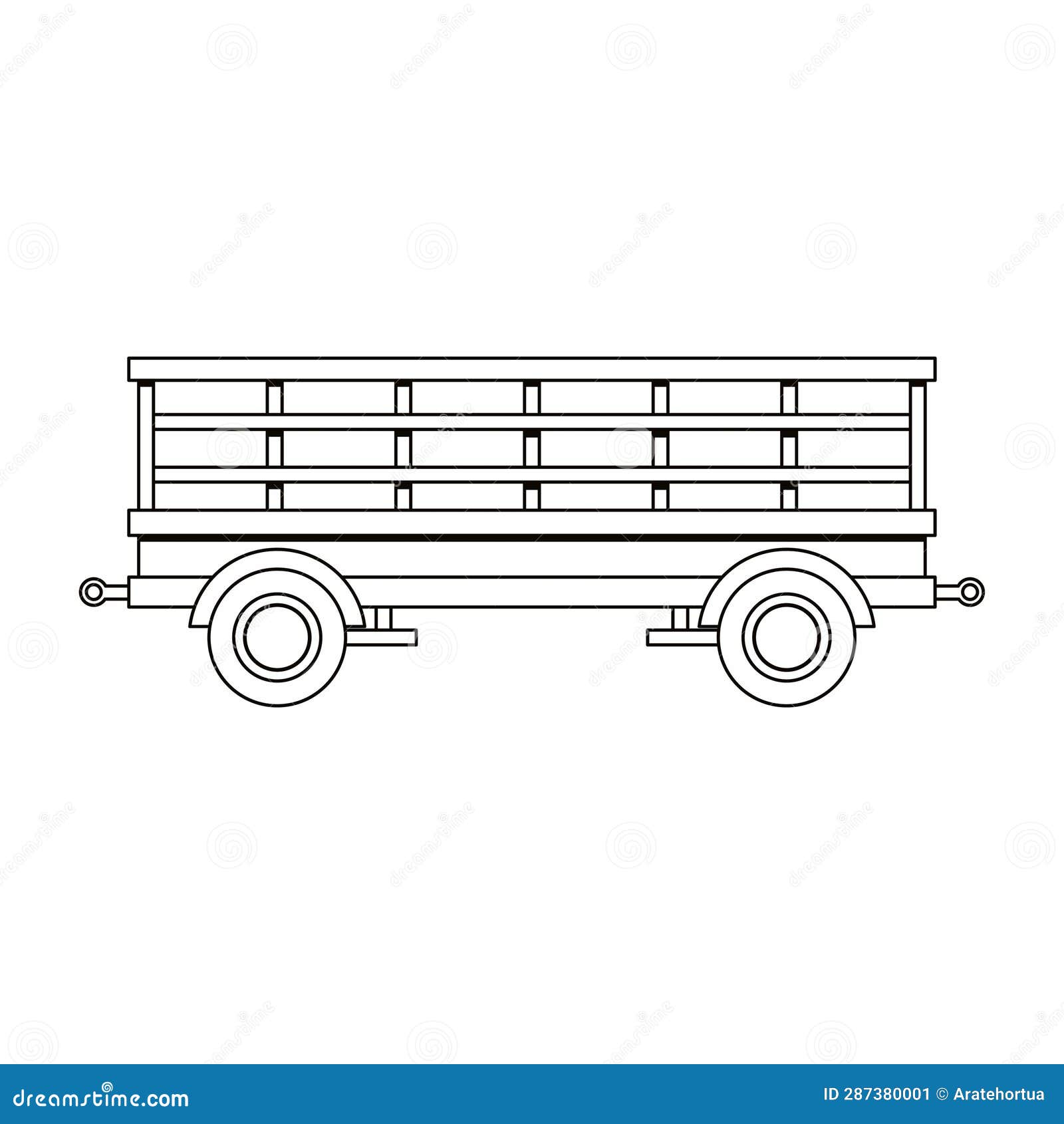 Vector Trailer Cartoon Line Art Illustration Isolated Stock Vector ...