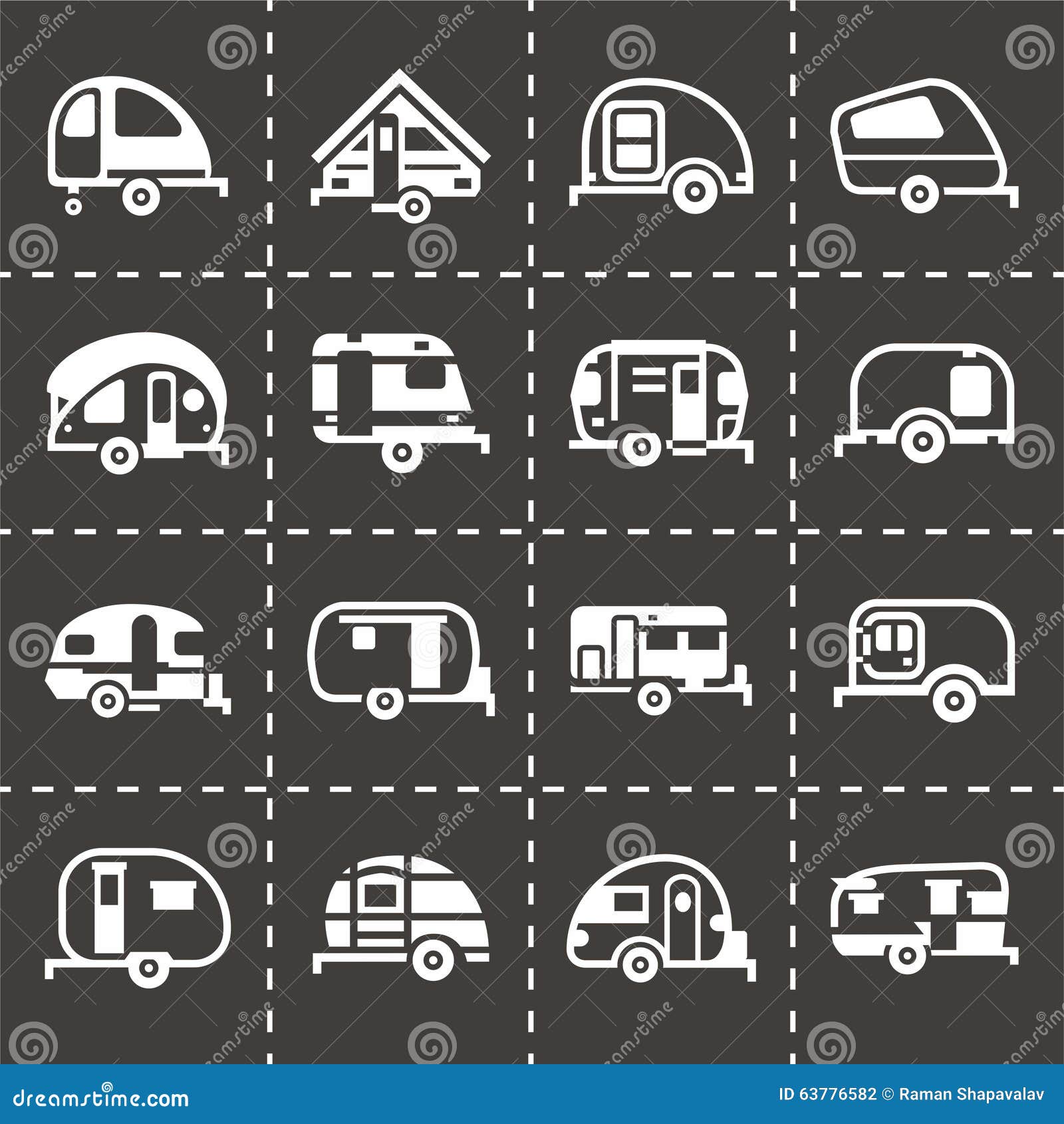 Vector Trailer Icon Set | CartoonDealer.com #68710946