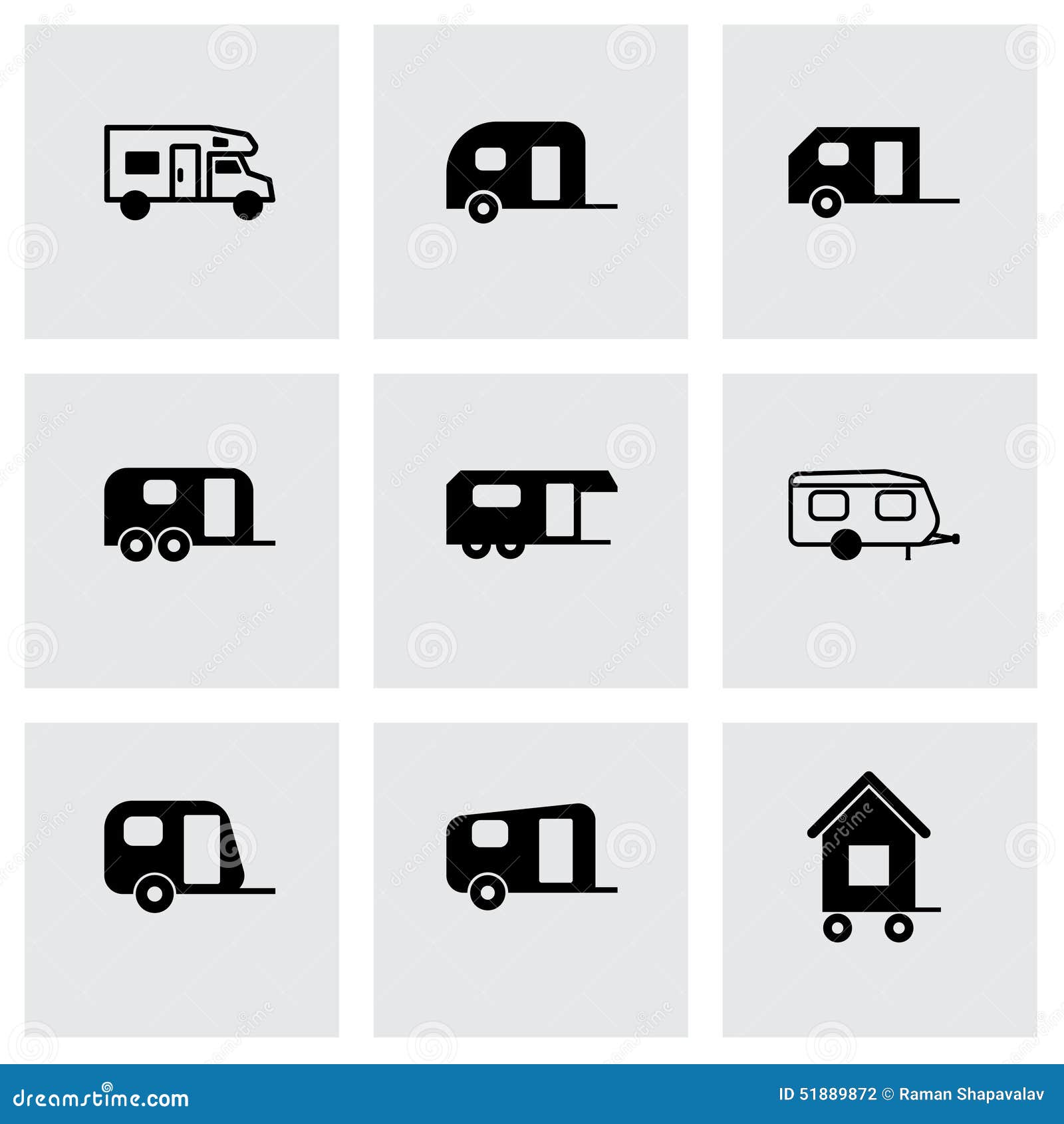 Vector trailer icon set stock vector. Illustration of automobile - 51889872