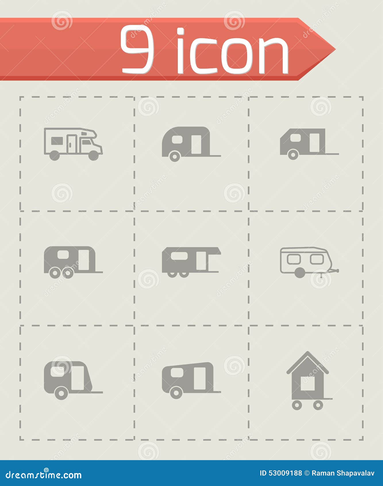 Vector Trailer Icon Set | CartoonDealer.com #68710946