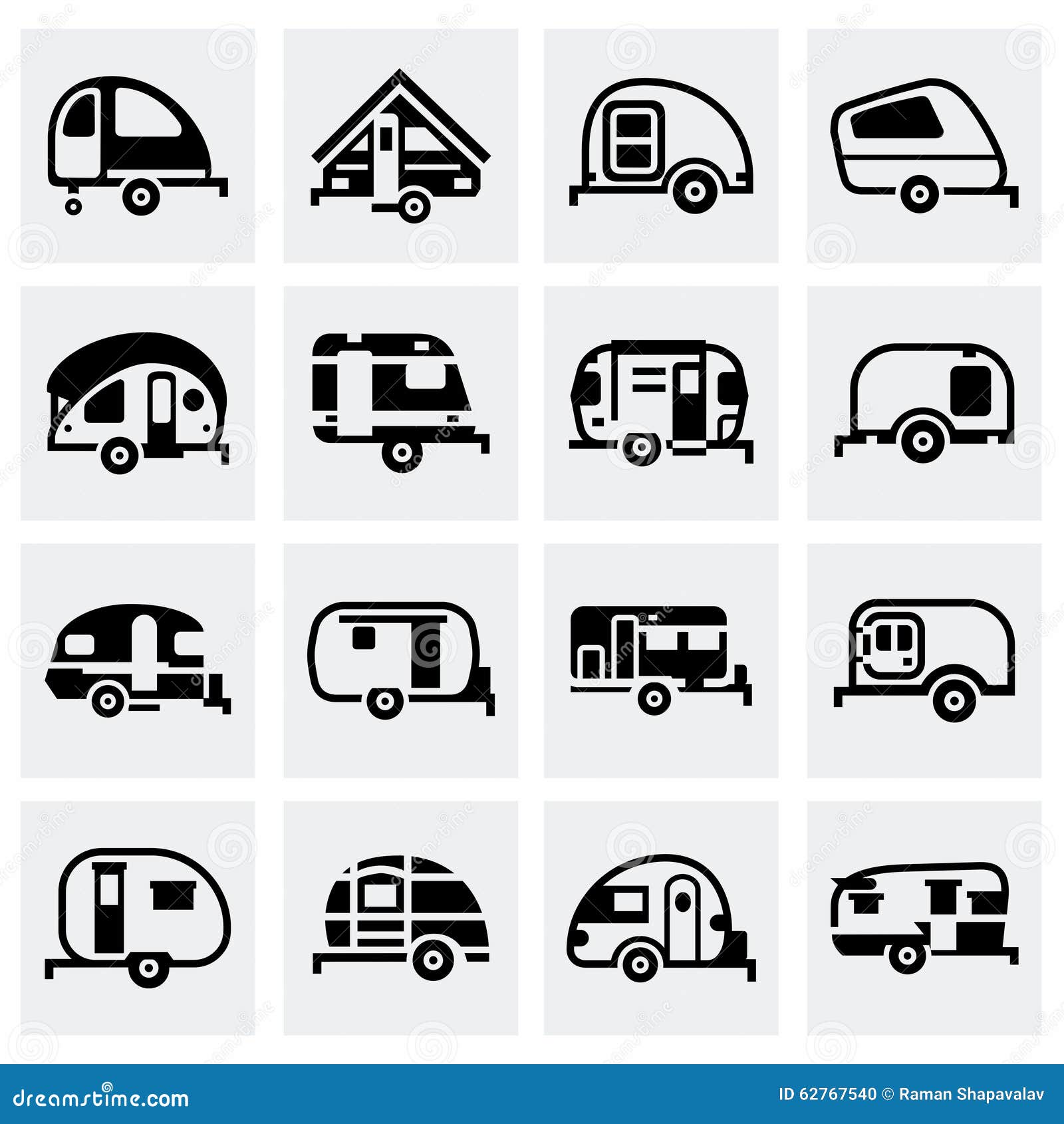 Vector Trailer icon set stock vector. Illustration of symbol - 62767540