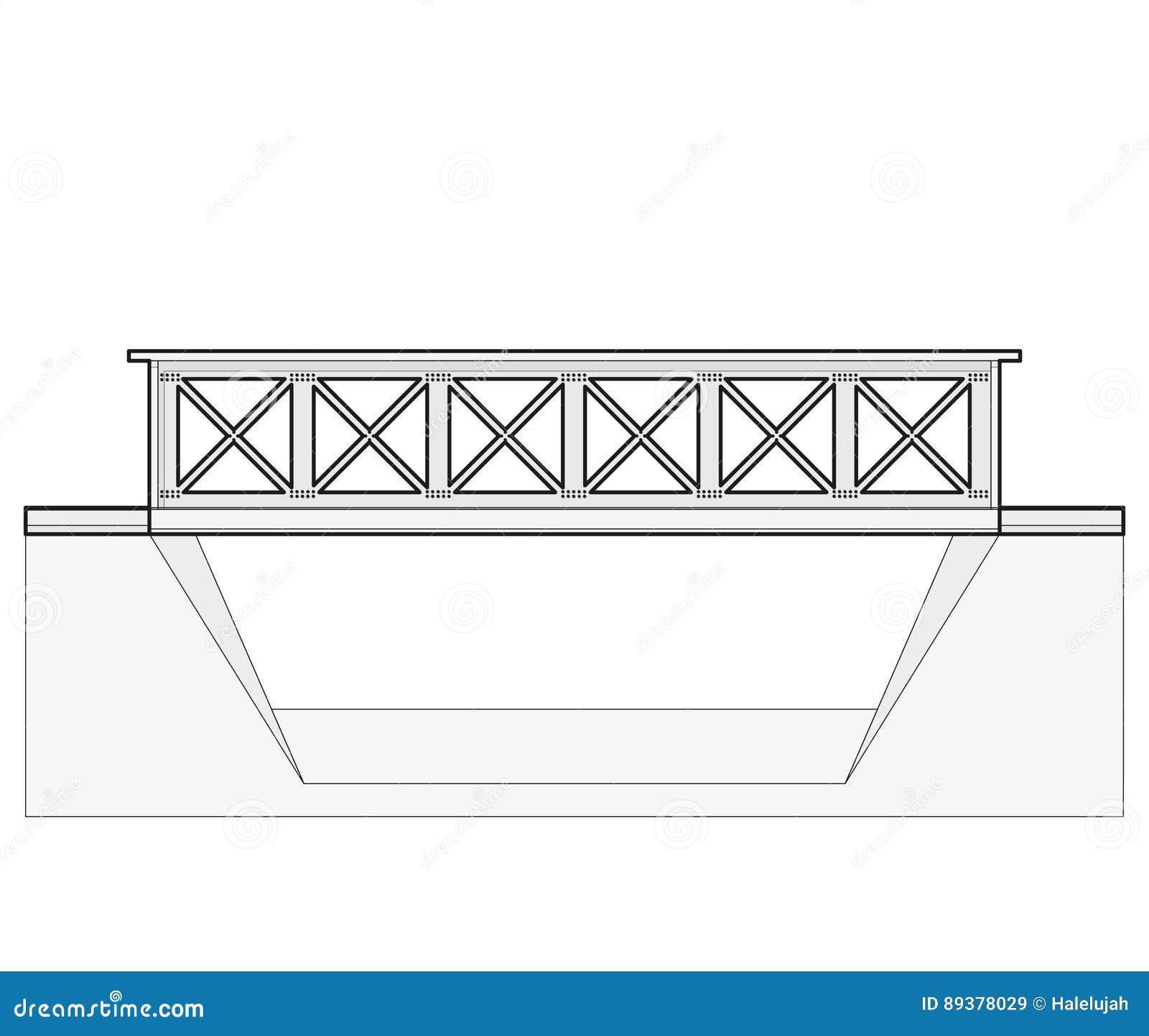 Vector Train Bridge, 2d Side View, Isolated on White Background. Stock ...