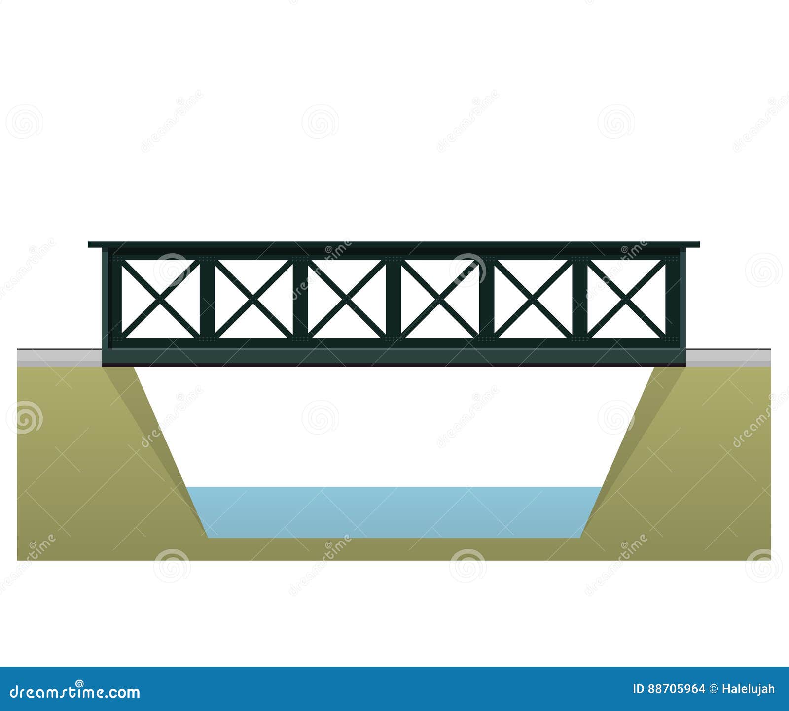 Vector Train Bridge, 2d Side View, on White Background. Stock Vector ...