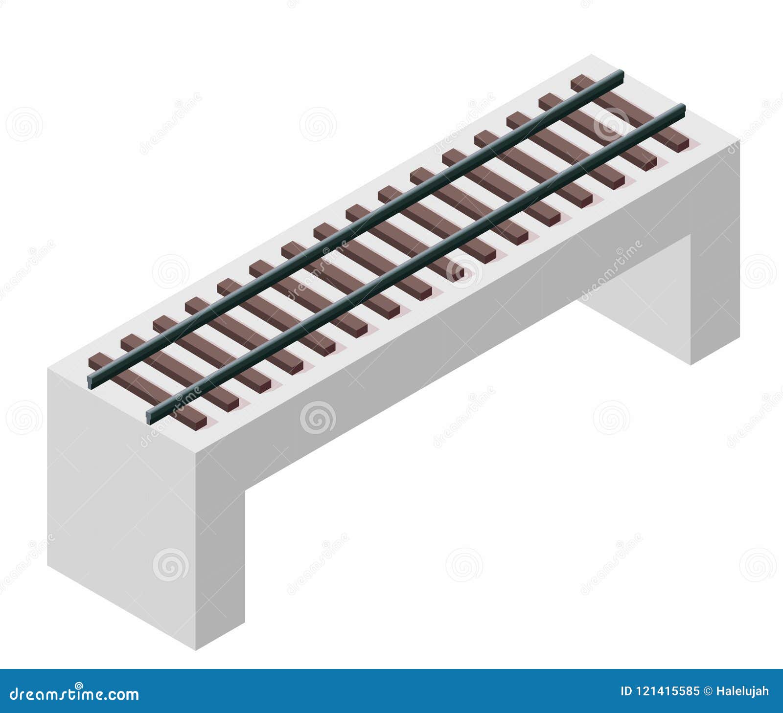 Vector Train Bridge, Isometric 3d Perspective, Isolated on White ...