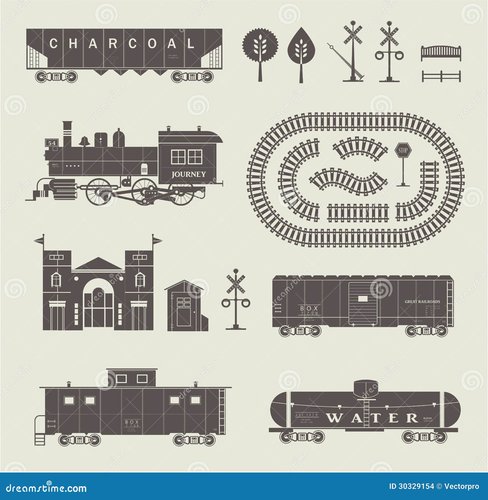 Vector train set stock vector. Illustration of cistern - 30329154