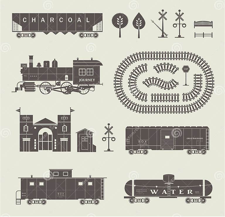 Vector train set stock vector. Illustration of cistern - 30329154