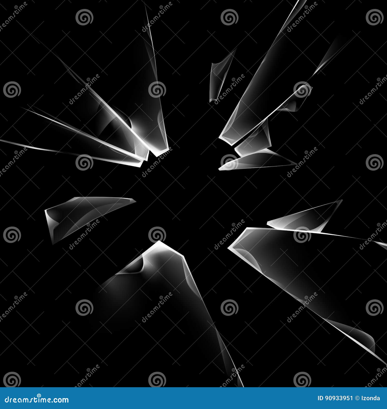 Vector Transparent Broken Shattered Crack Glass Window With Sharp Edges ...