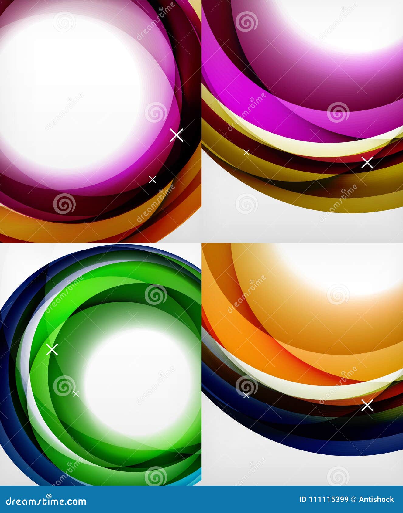 Transparent Color Wave Lines Abstract Background Set, Glossy Glass ...