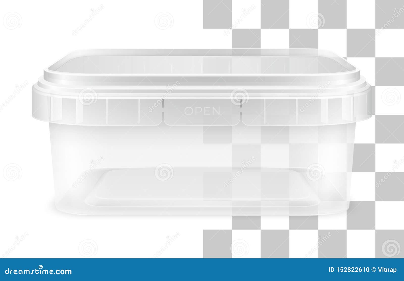 Vector Transparent Low Rectangular Empty Plastic Bucket. Front View ...