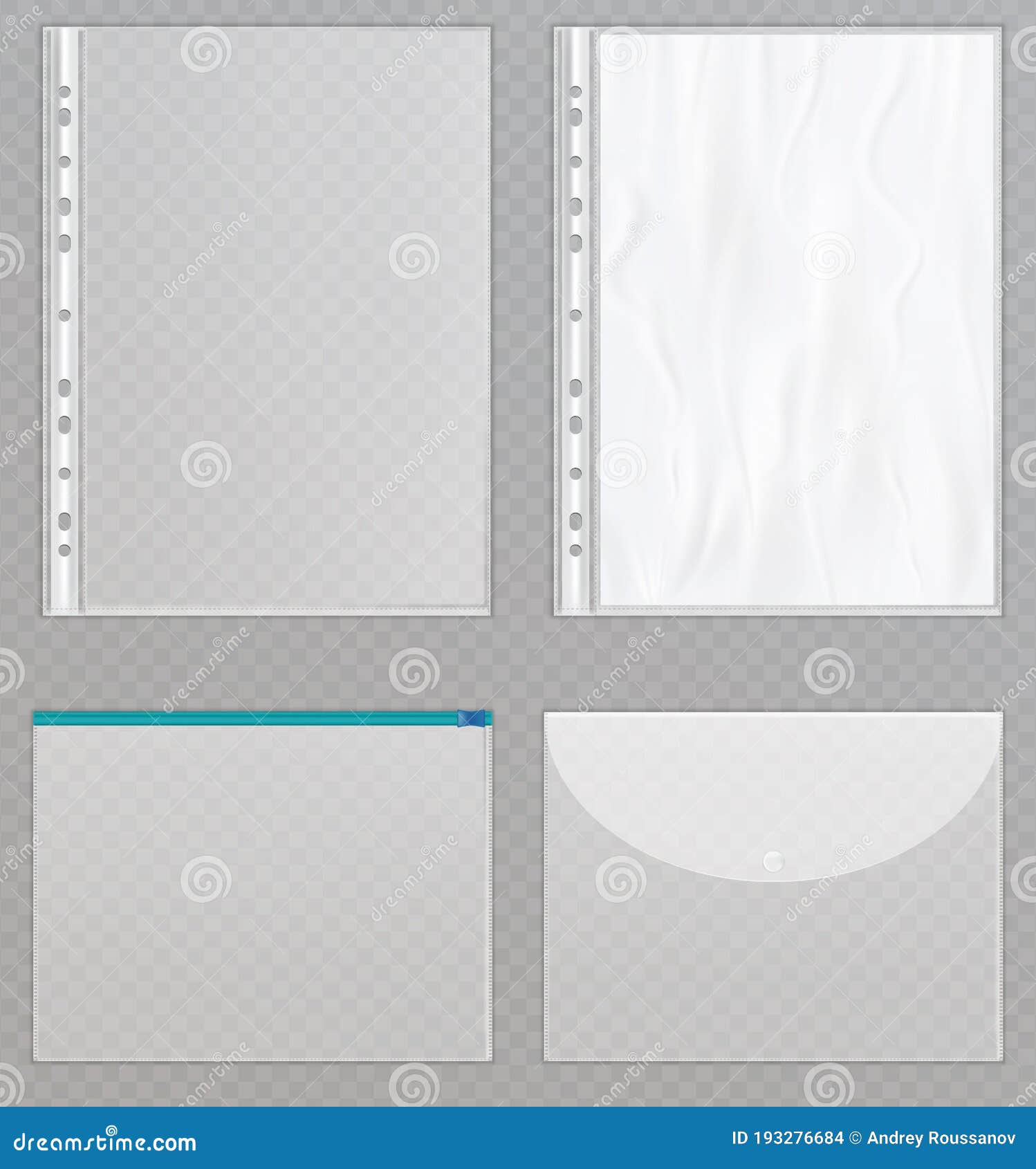 Vector Transparent Plastic Files. Cellophane Folders To Protect ...