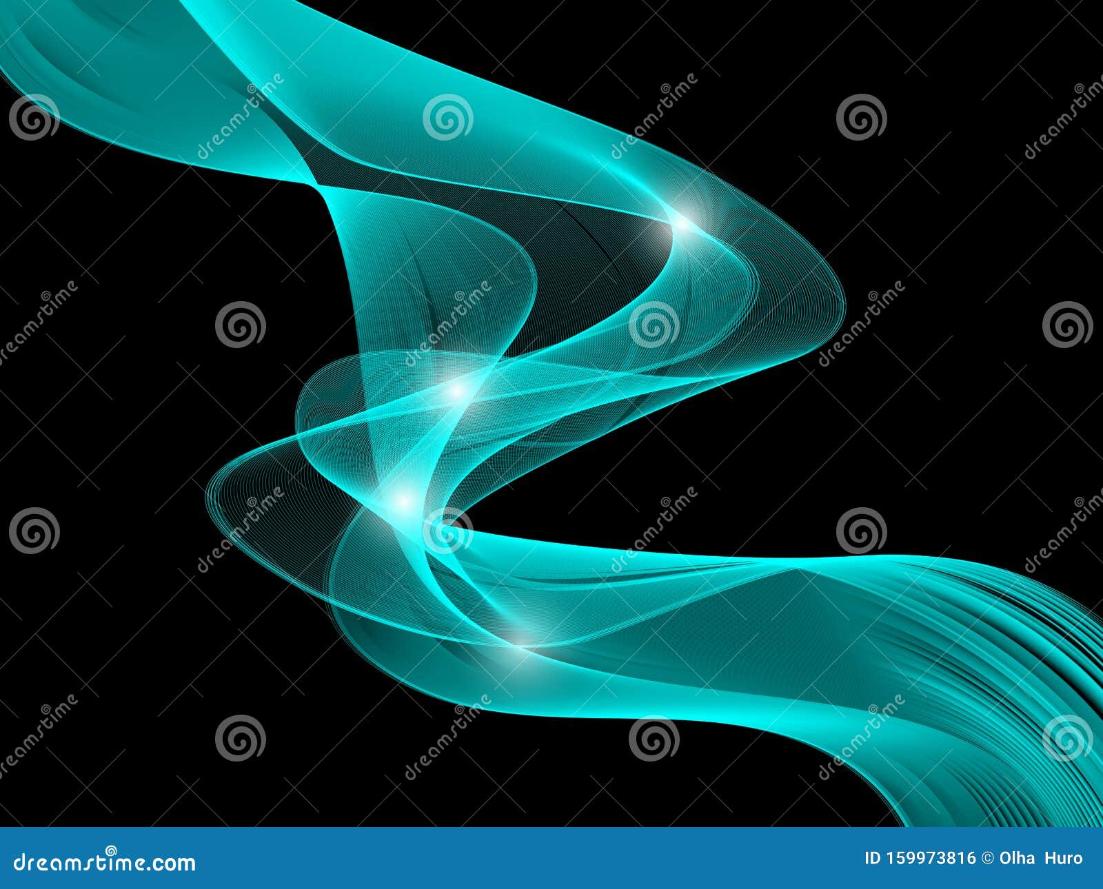 Vector Transparent Shiny Blue Wave on Dark Background. Stock Vector ...