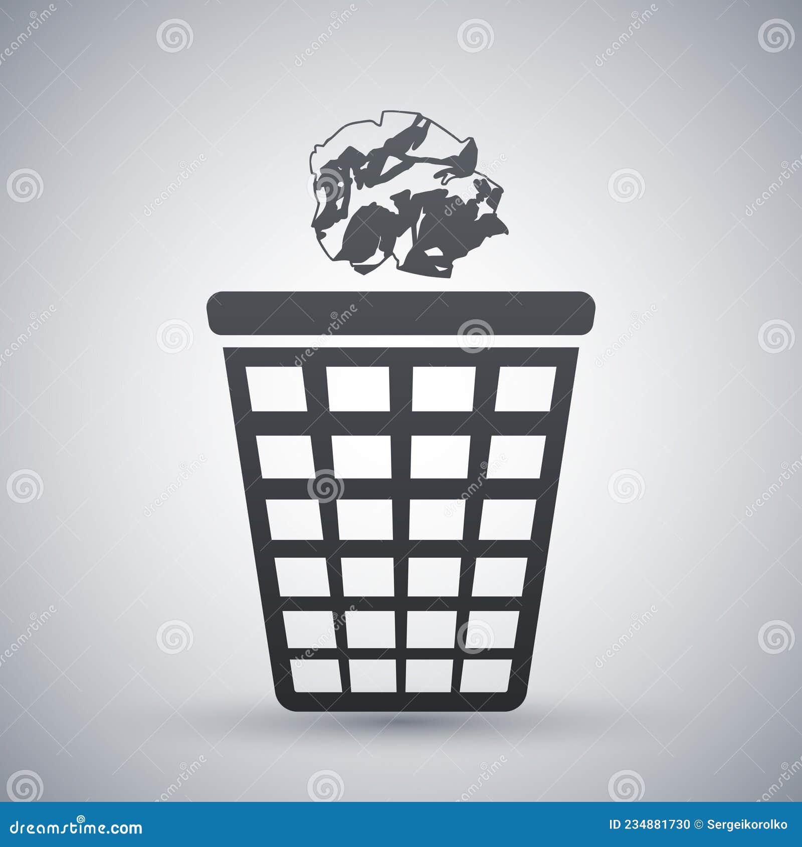 Vector Trash Basket Icon with Crumpled Paper Stock Vector ...