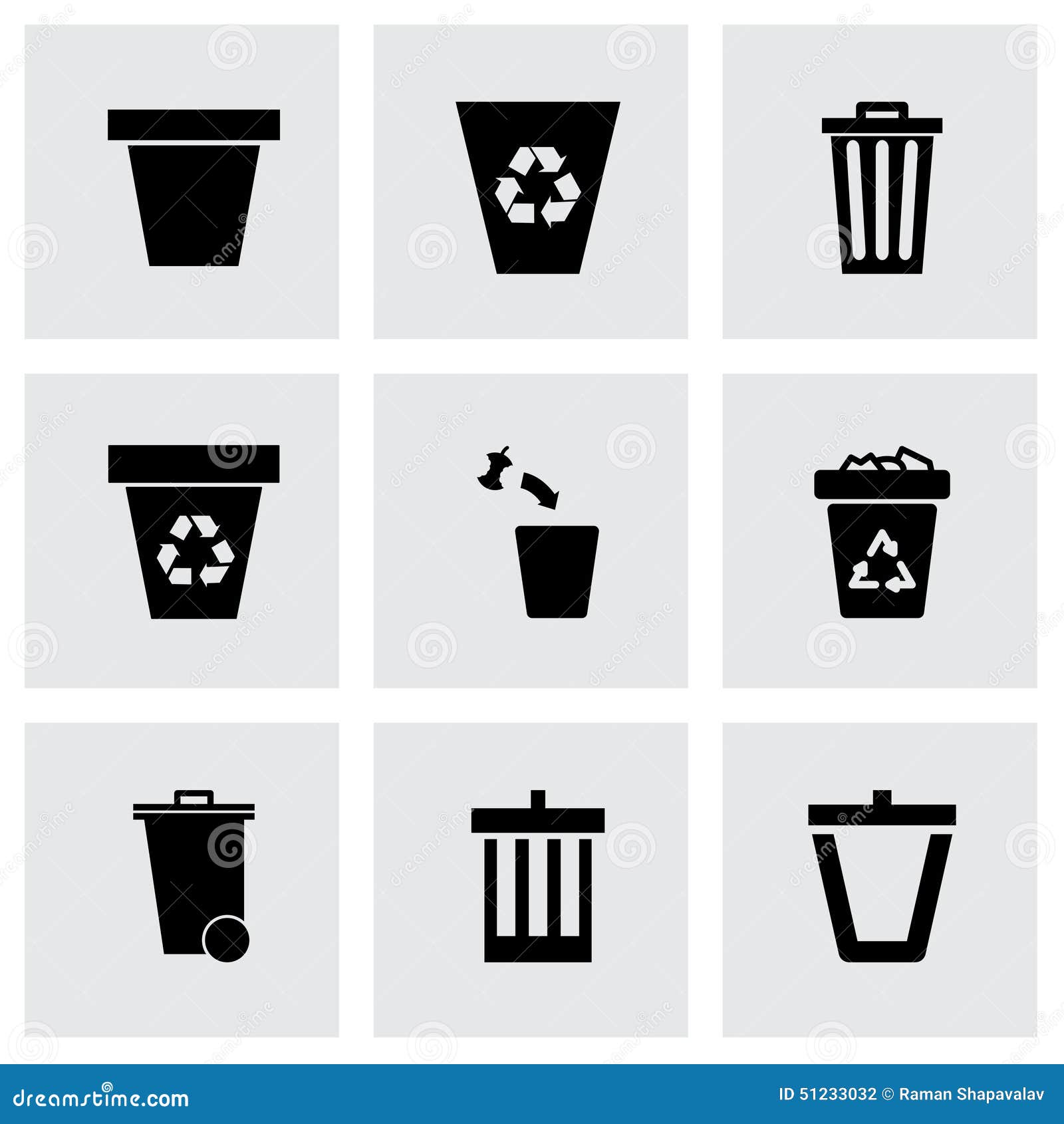 Vector trash can icon set stock vector. Illustration of concept - 51233032