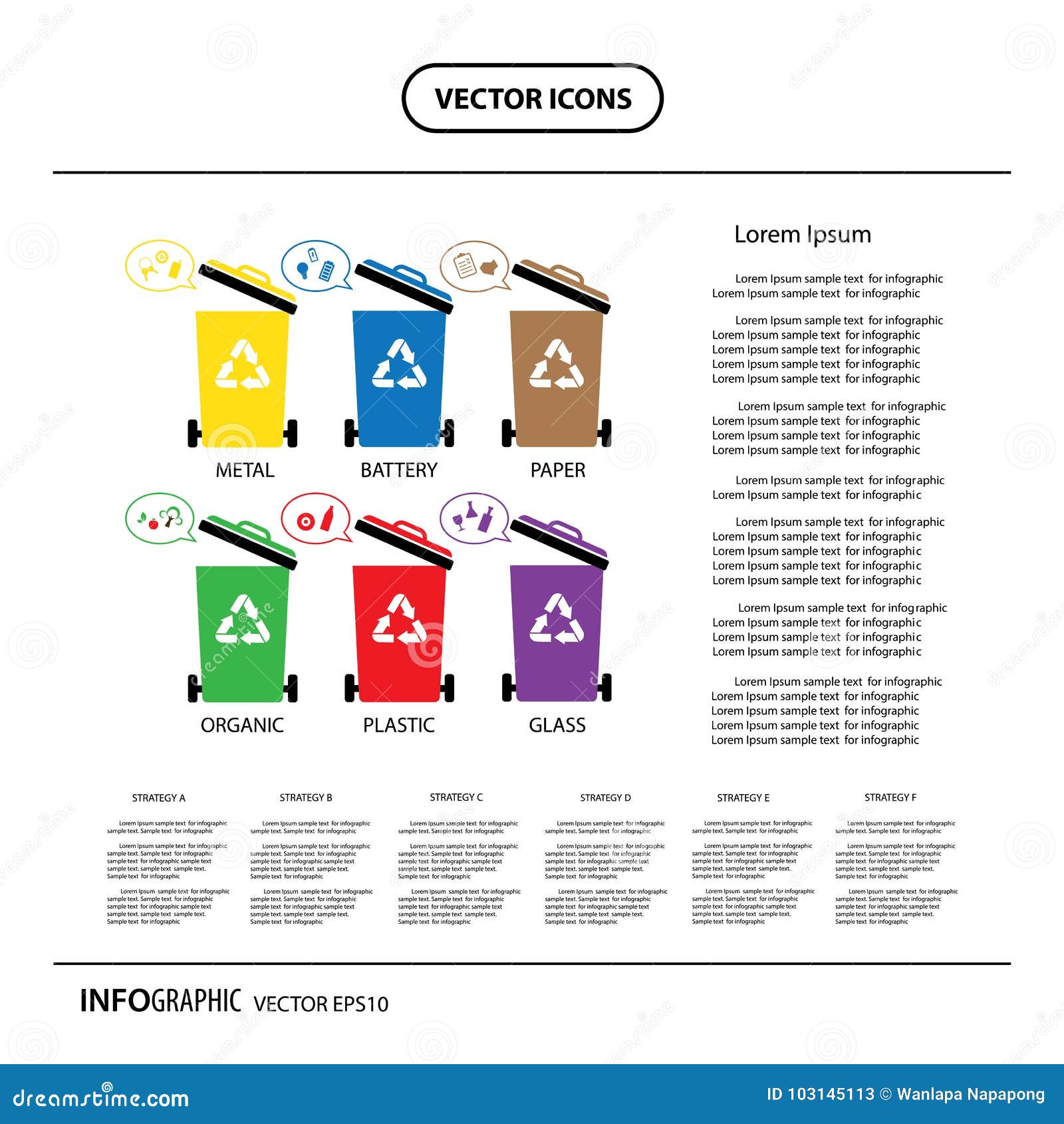 Trash Categories Recycle Bin Info Graphic Icon Stock Vector ...