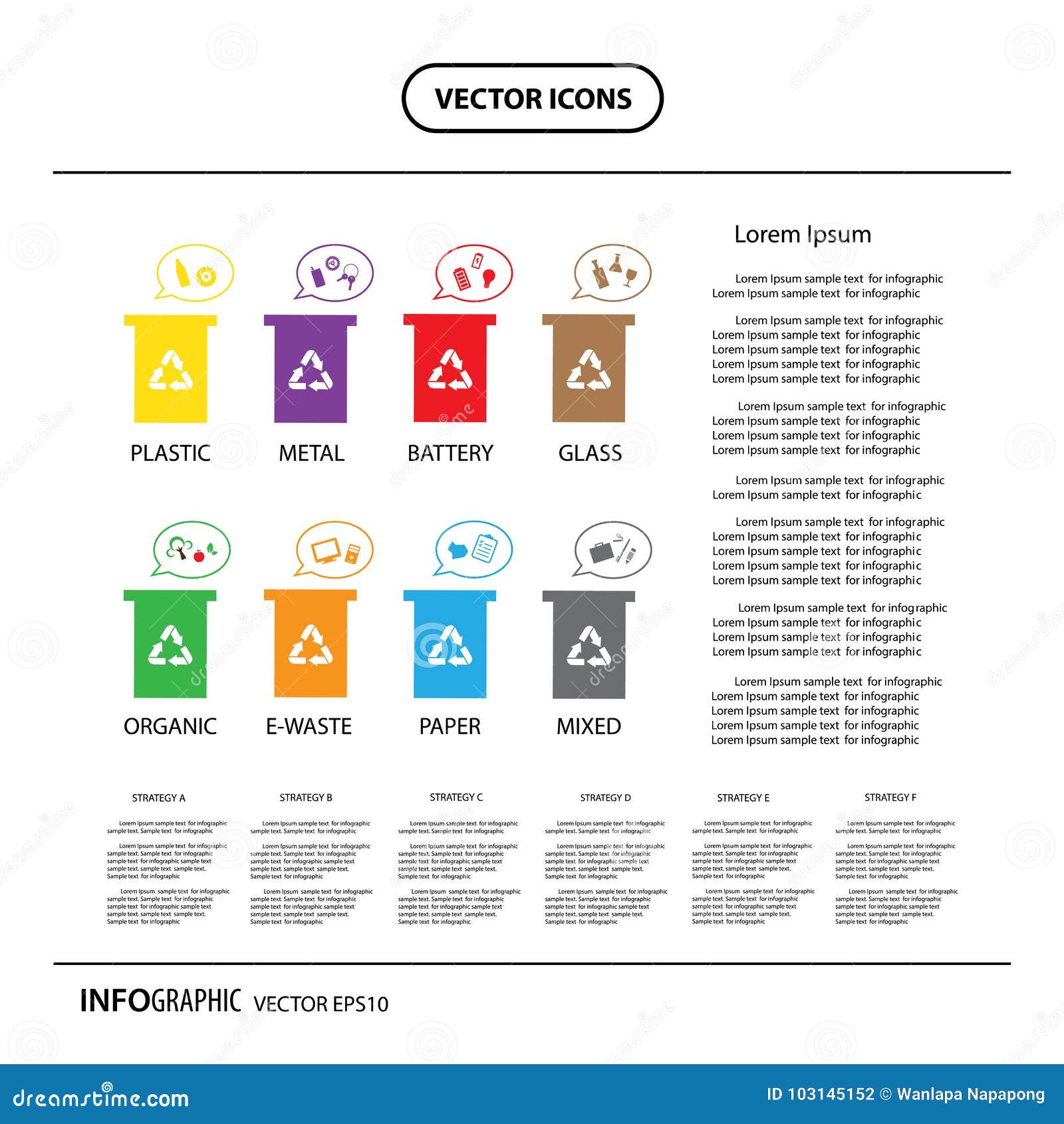 Trash Categories Recycle Bin Info Graphic Icon Stock Vector ...
