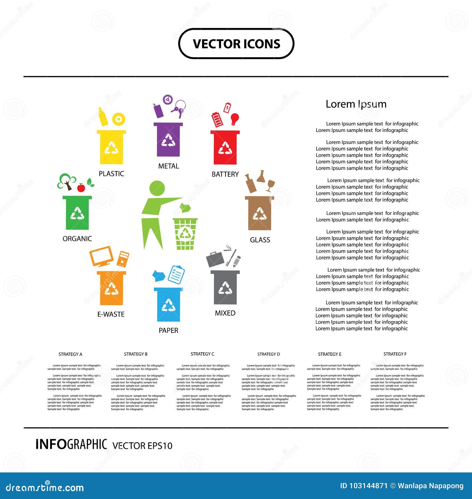 Trash Categories Recycle Garbage Bin Stock Vector - Illustration of ...